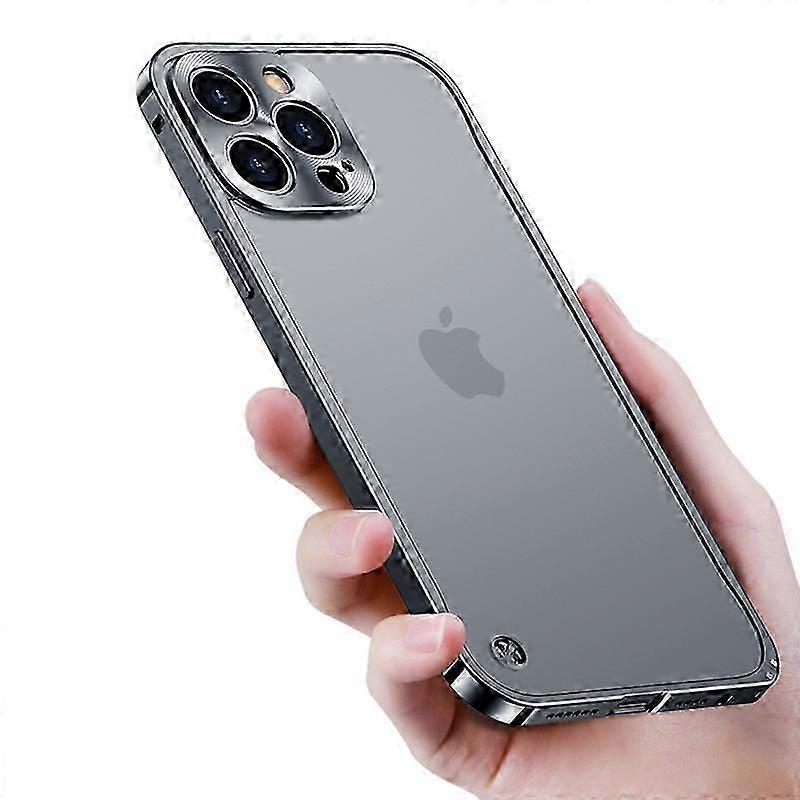Tempered Glass + Metal Hybrid Cover Corner Buckle Design Matte Phone ...