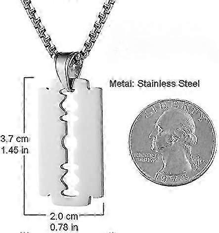 Mens Stainless Steel Razor Blade Model Dog Tag Pendant Hip Hop Necklace ...