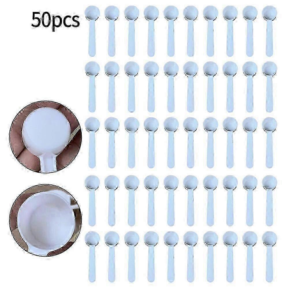 50/100pcs 5ml 5g White Plastic Measuring Spoon Gram Scoop Food Baking ...