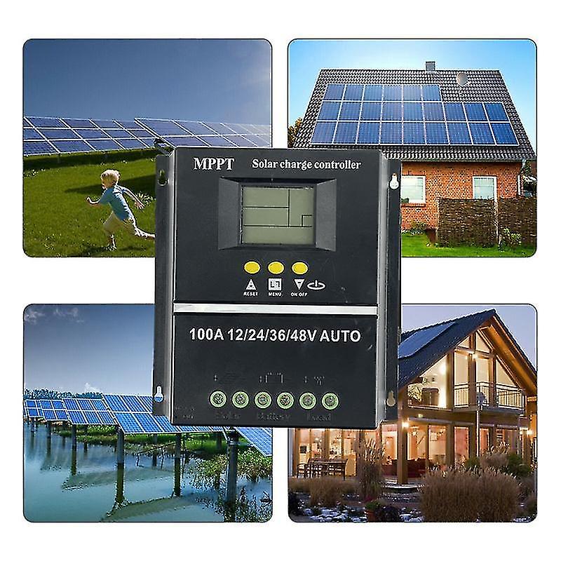 Pwm 100a 12v 24v 36v 48v Auto Solar Panel Charge Controller Solar Pv Battery Charger with Lcd ...