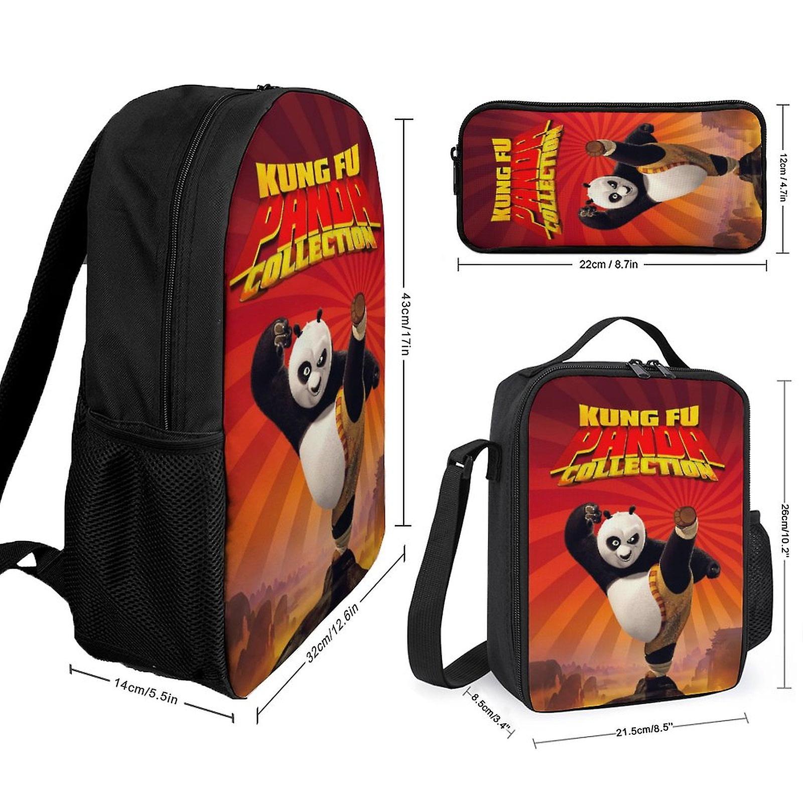 Kung Fu Panda Backpack With Lunch Bag Pencil Bag 3D Printing Cartoon ...