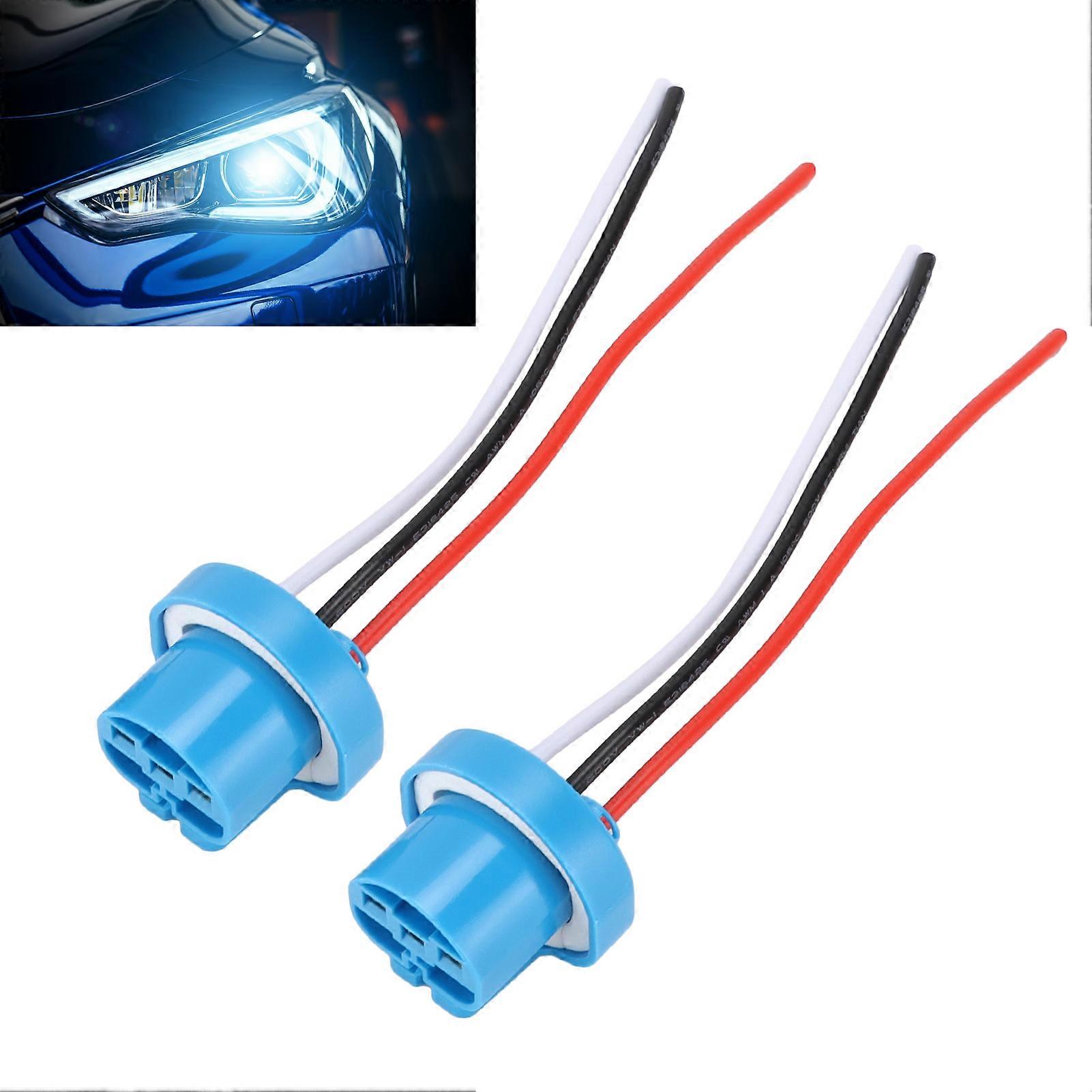 Pair 9007 Female Socket Harness Headlight Fog Light Universal For 9004 ...