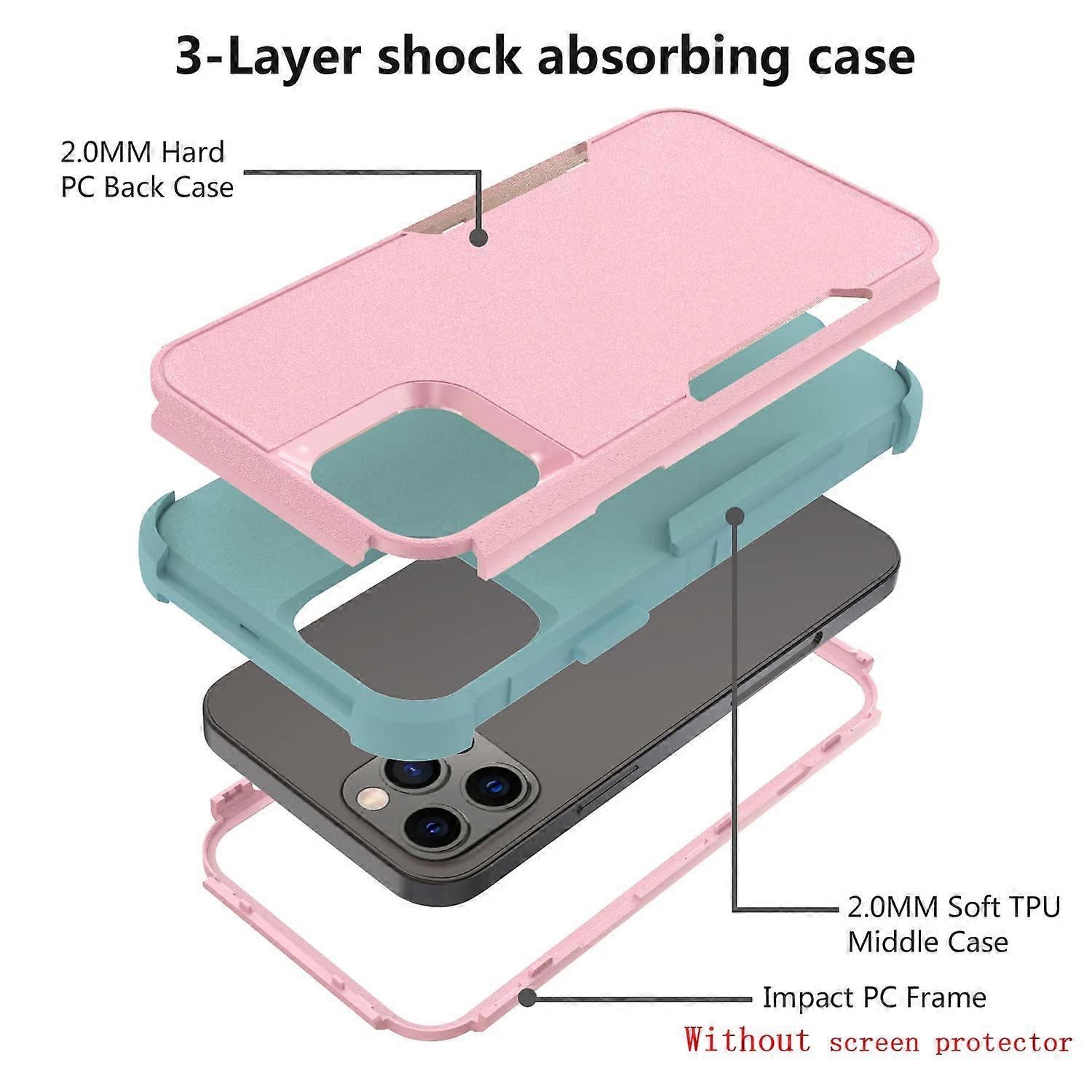 LINJOU Case Designed for iPhone 13 Pro Max, with Full Body Rubber Armor ...