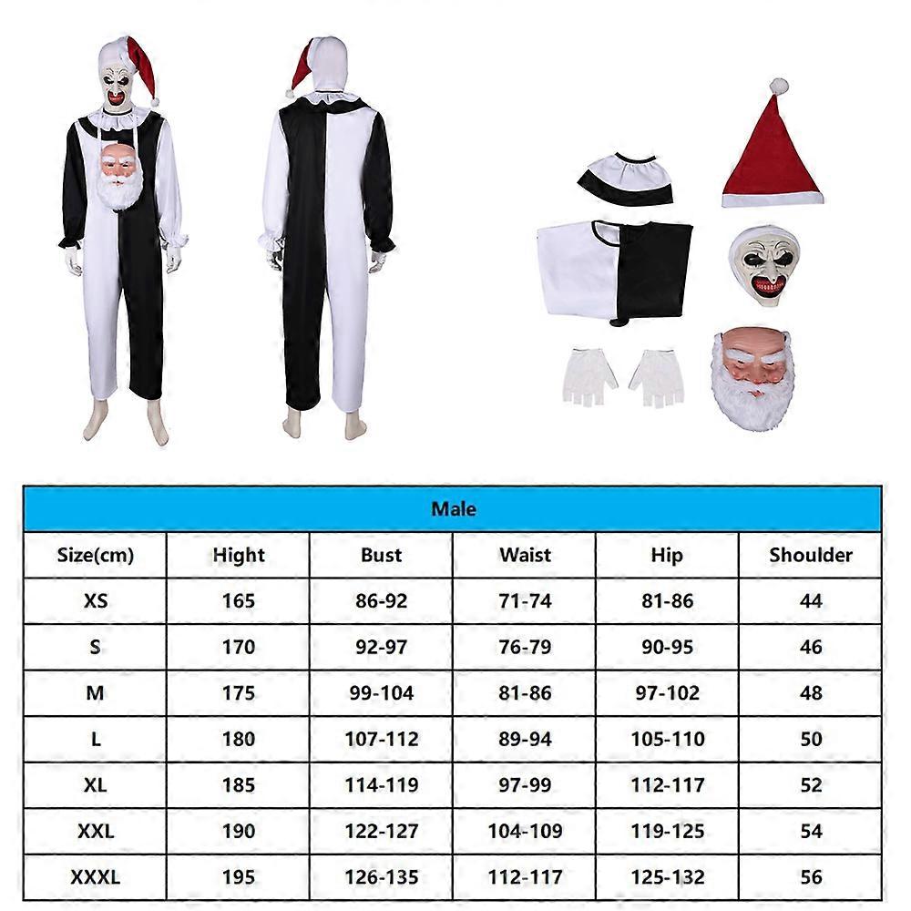 Halloween Men Art the Clown Cosplay Fantasia Terrifier 3 Disguise Santa ...