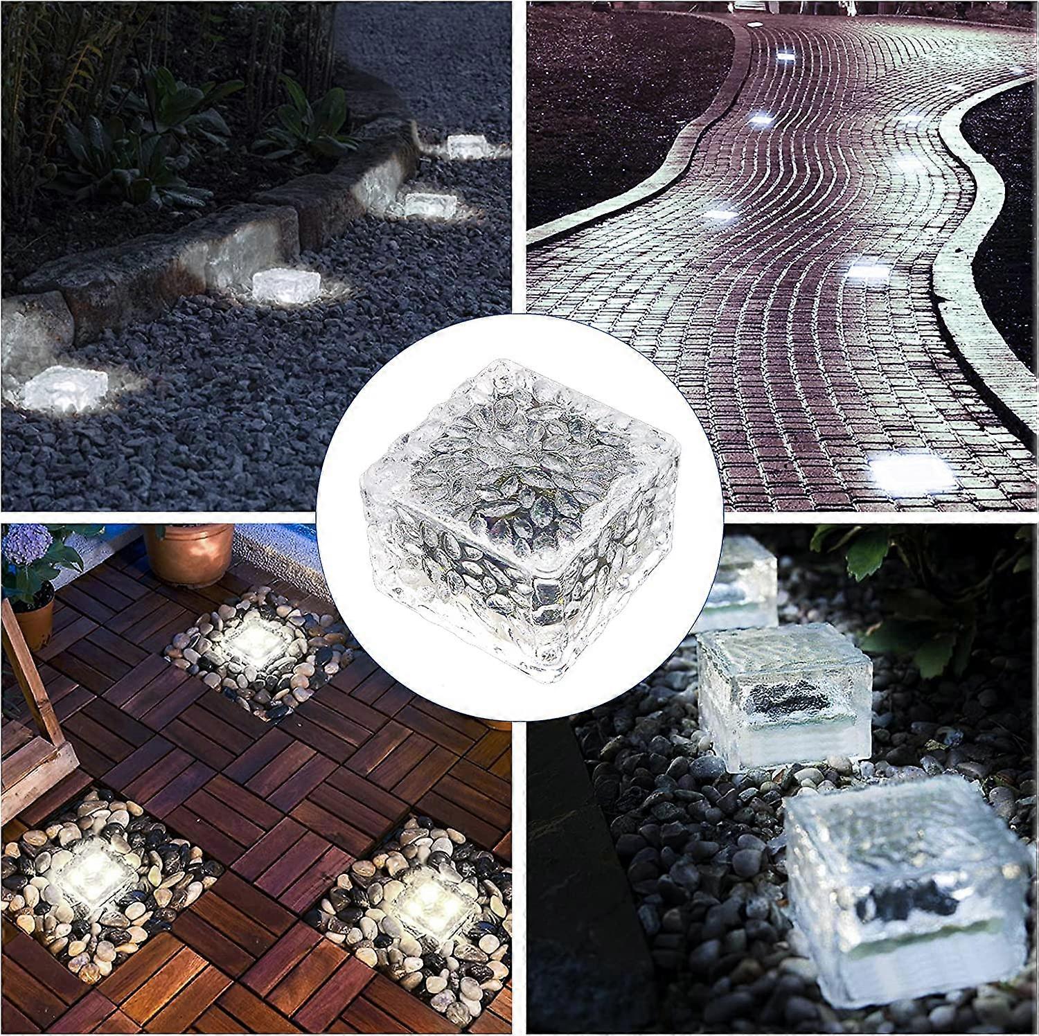 4 Pack Cool White Light Solar Light PVC Brick, Solar LED Brick Light ...