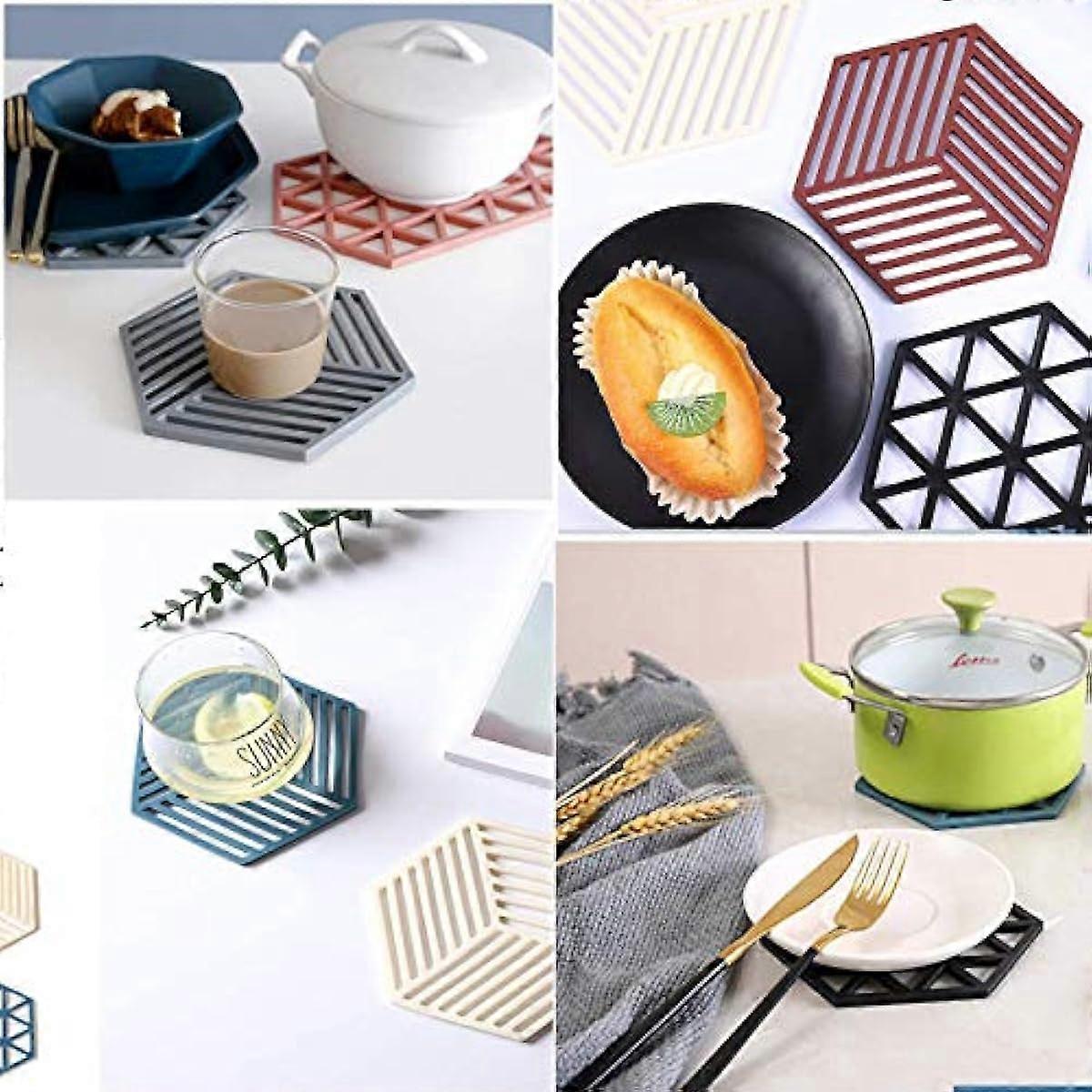 Pack of 6 Heavy Duty Non-Slip Hot Pads Trivets Coasters for Hot Pots ...