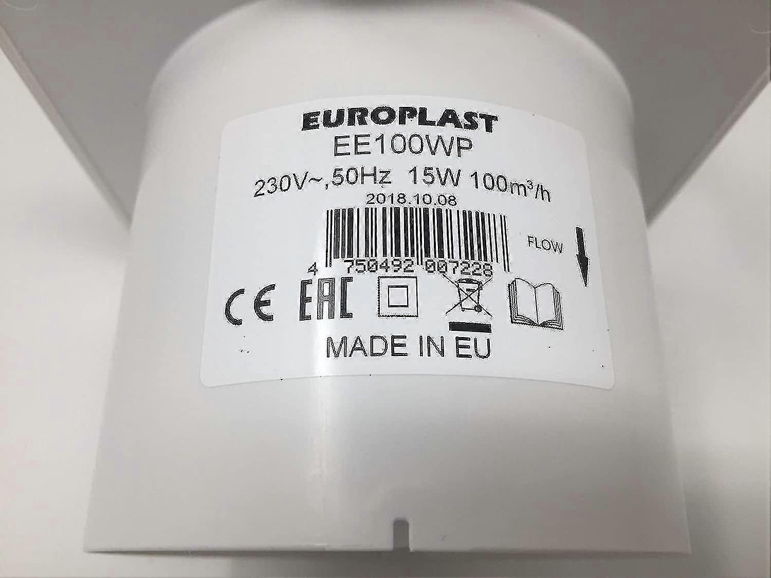 Silent Wall Mounted Air Extractor 100mm with Cable - Ideal for Kitchen ...