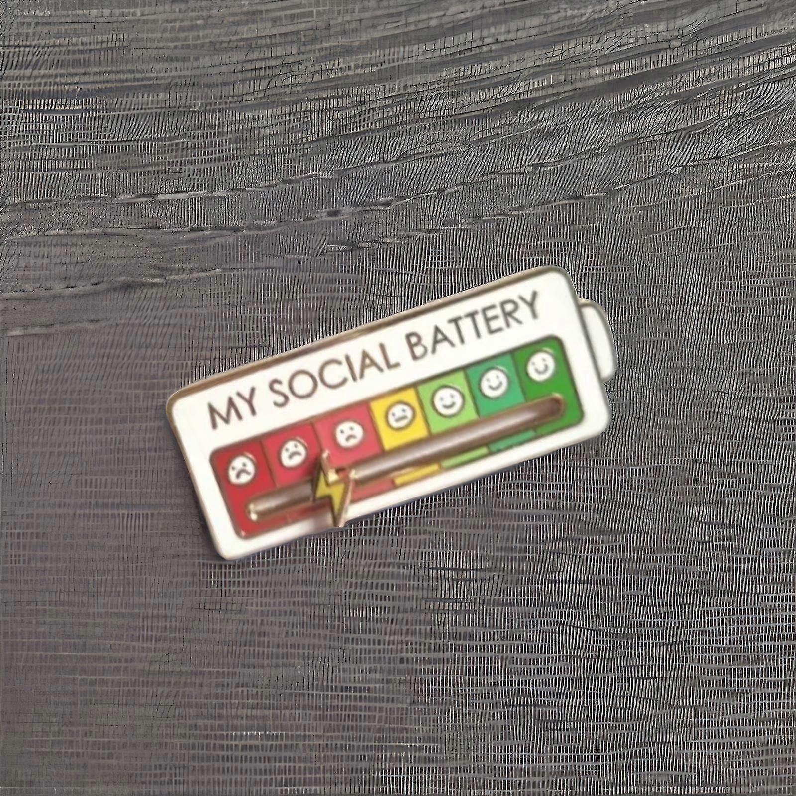 Funny Enamel Pin - My Social Battery Creative Lapel Pin - Interactive ...