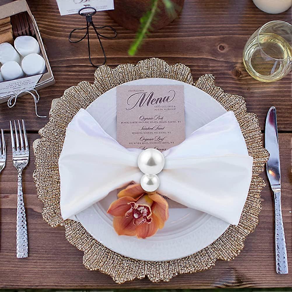 Napkin Rings,Heilwiy Set Of 12 Pearl Napkin Rings, Gold Napkin Ring ...