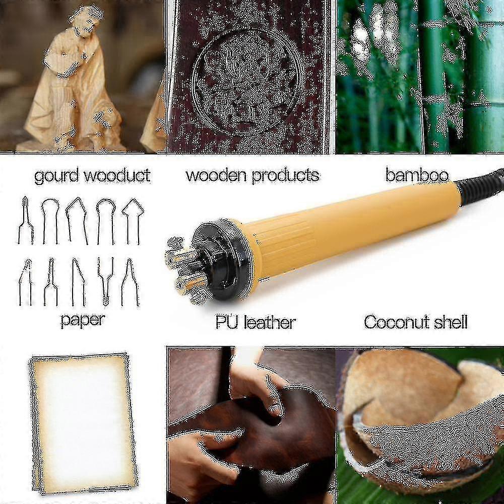 Wood Burner Pyrography Pen Burning Machine Gourd Crafts Tool Set With ...