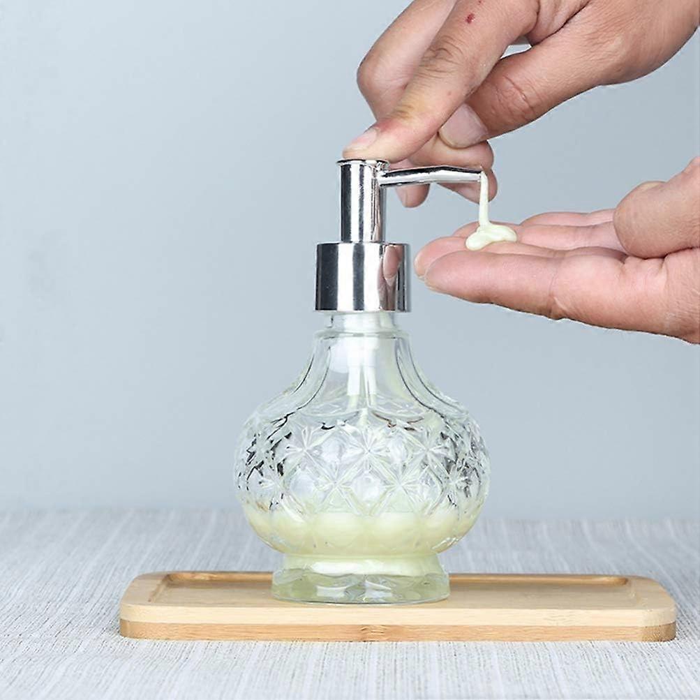 Empty glass liquid soap dispenser, vintage pump bottle, hand lotion ...