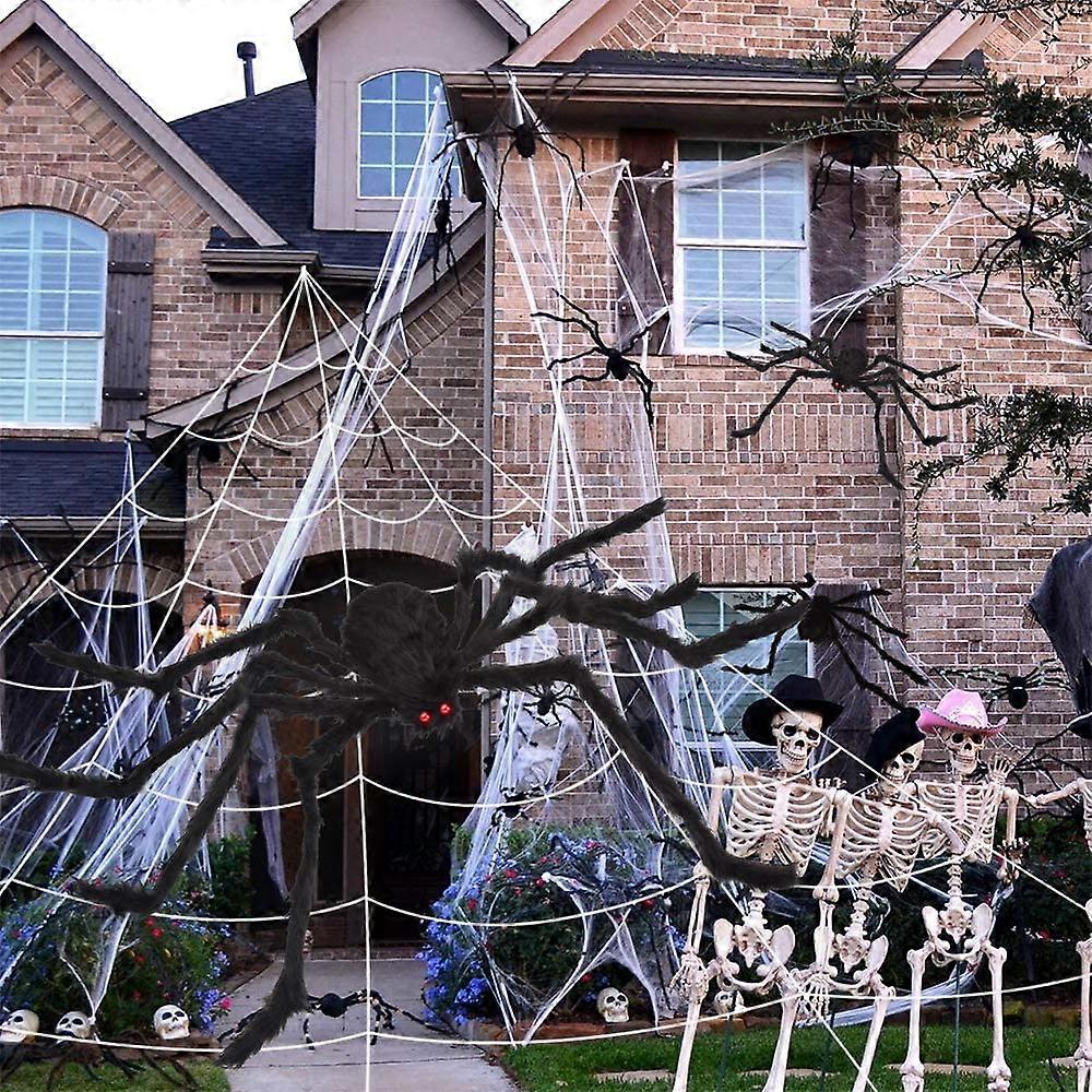 200" Halloween Spider Web + 59" Giant Spider Decorations Huge Spider ...