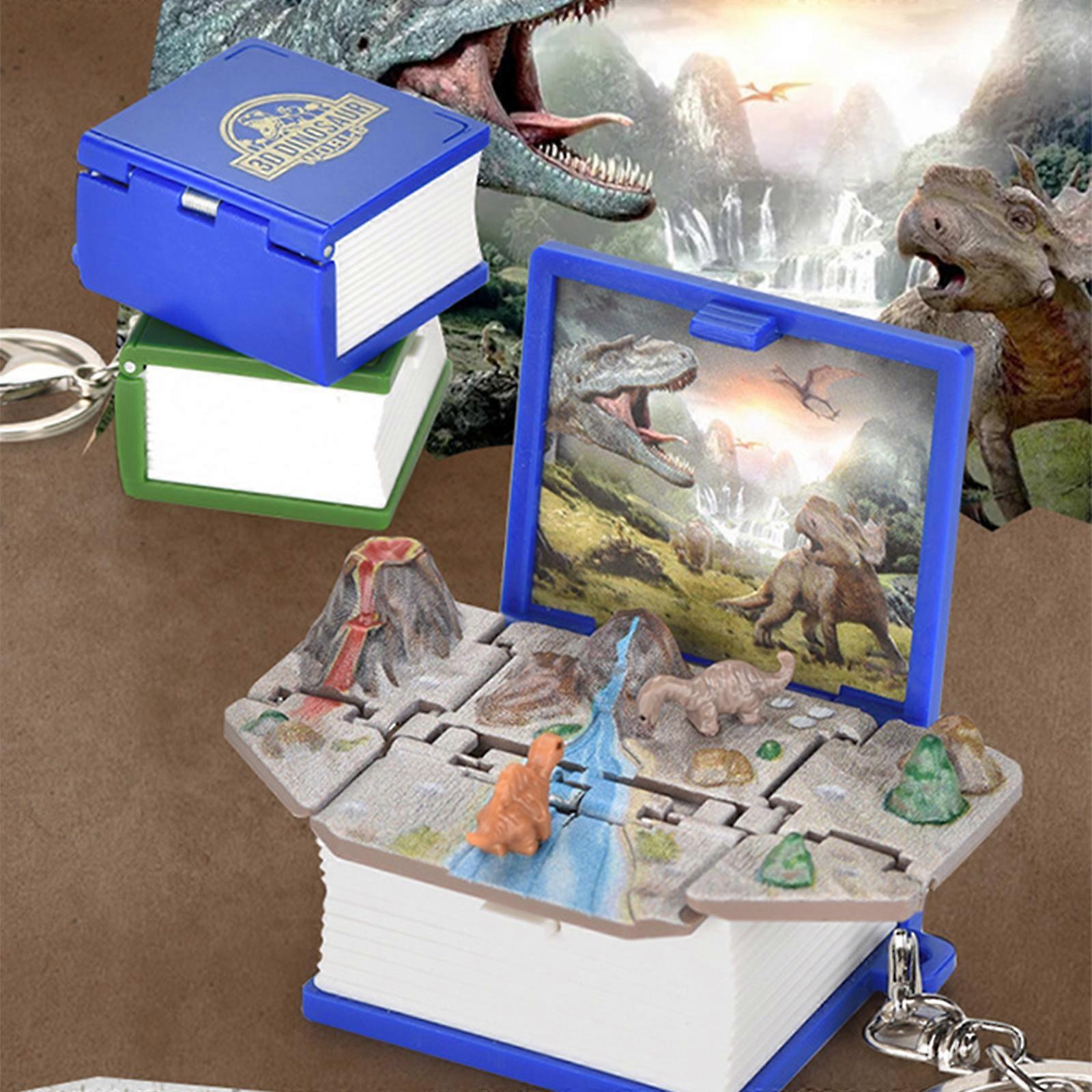 3D Dinosaur Book Keychain - Mini Pops-up Keychain with Unique Design ...