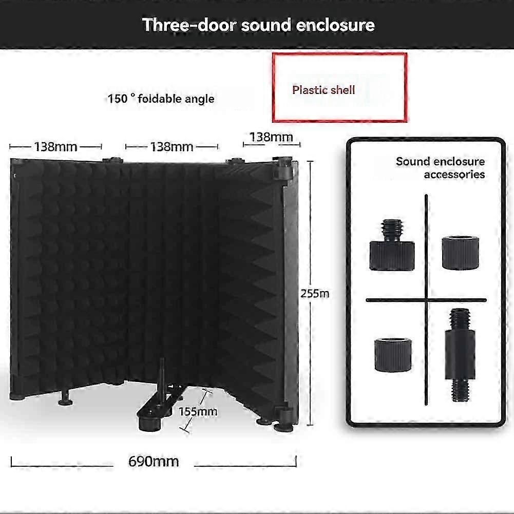 Microphone Isolation Shield Foldable Mic Shield With Triple Sound ...
