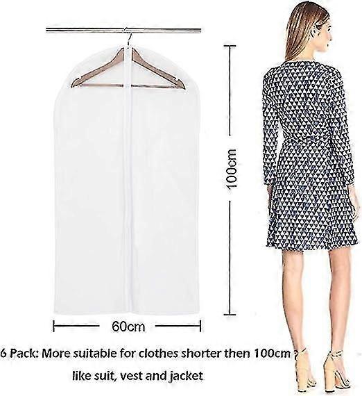 6 Pack Moth Proof Clothes Covers with Zipper for Wardrobe Storage - 60 ...