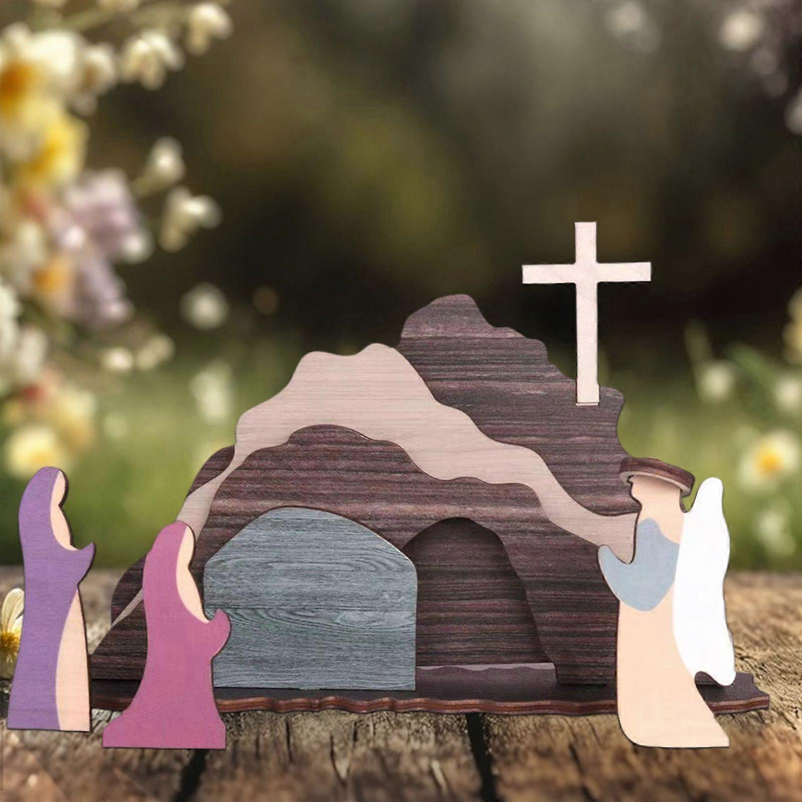 Easter Scene and Cross Decoration,Wood Easter Resurrection Scene for ...