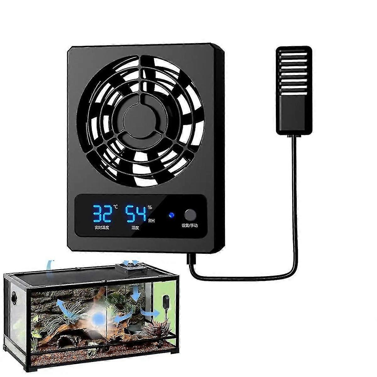 Smart Cooling Fan for Reptile Tank with LED C Display, Low Noise ...