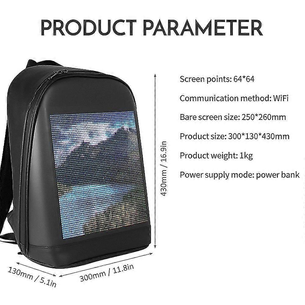LED Color Screen Customizable Backpack Travel Bag Pack School Bag for ...