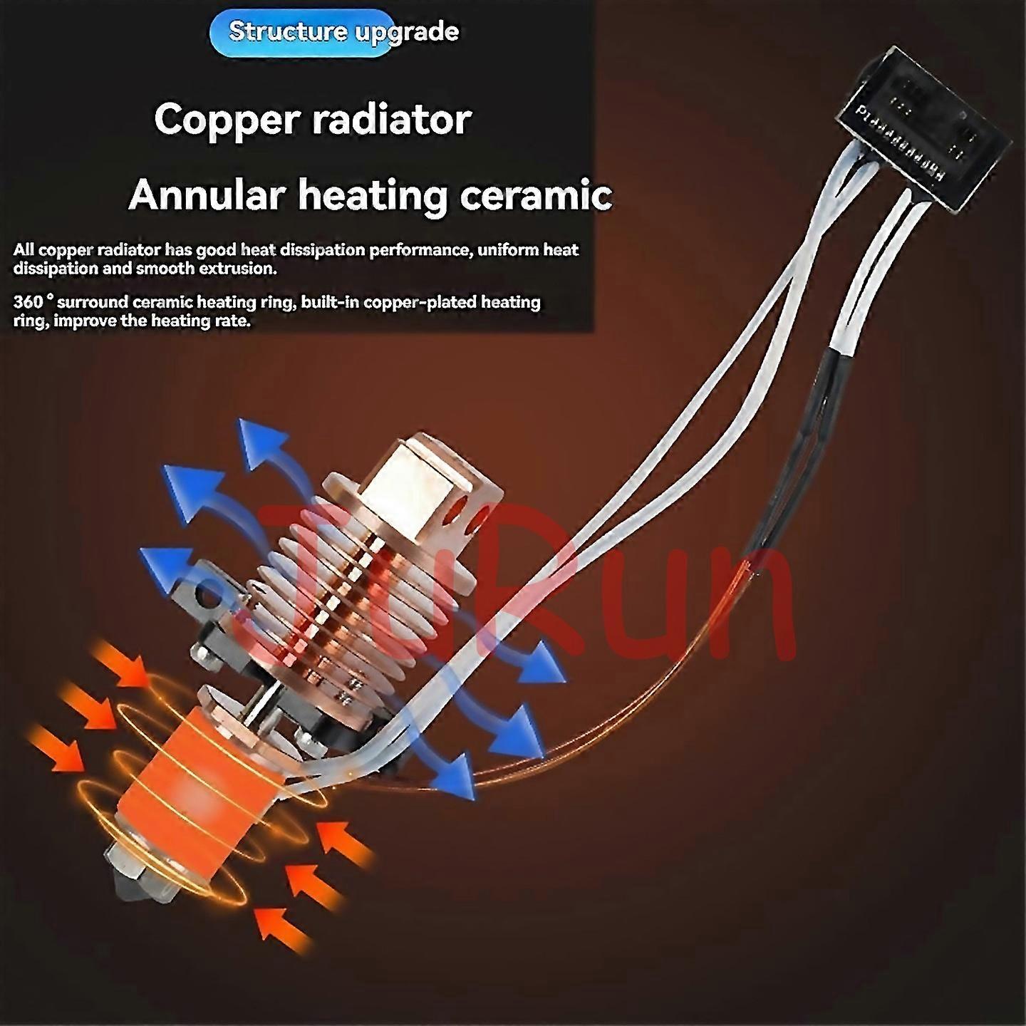 For Bambu Lab P1p P1s Upgraded Hotend Quick Nozzle Circular Copper ...