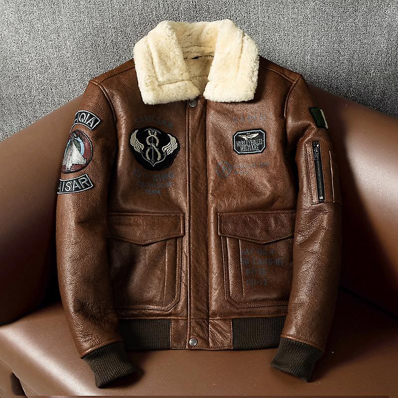 ilitary A2 Pilot Bomber Genuine Leather Jacket en Vintage Air Force ...