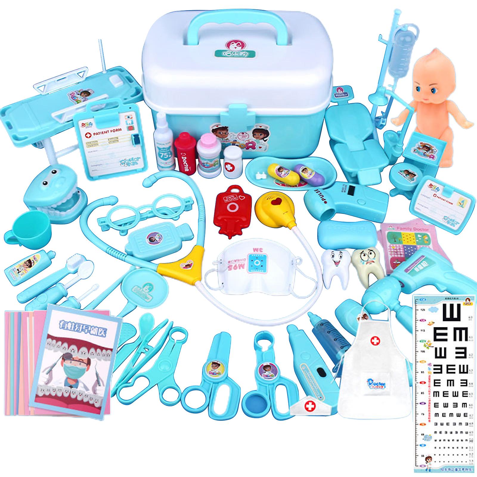 100% New,54-Piece Kids Doctor Playset with Roleplay Costume & Carry ...