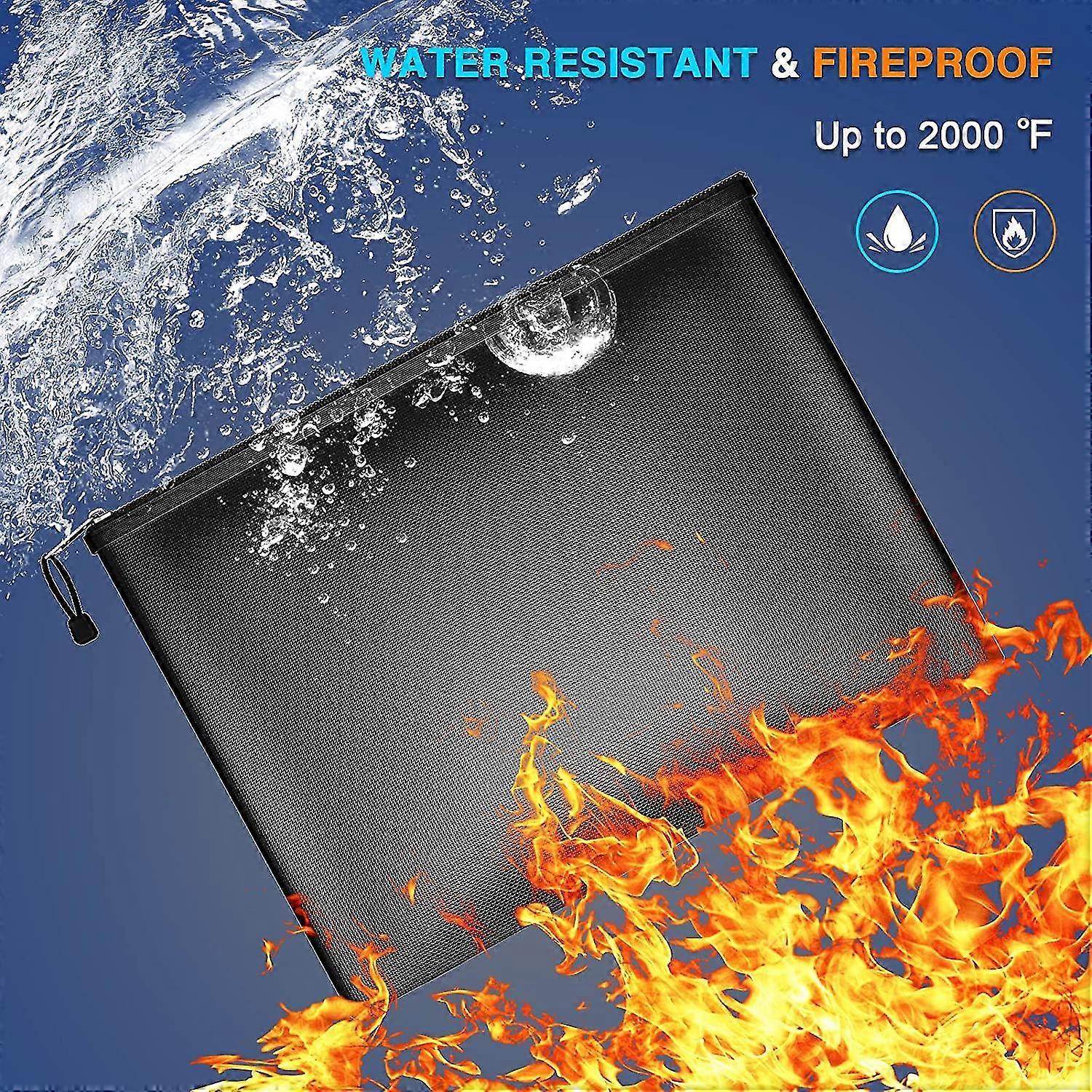 Fireproof Document Bag 2 Pack, A4 Large Money Bags Fireproof Waterproof ...