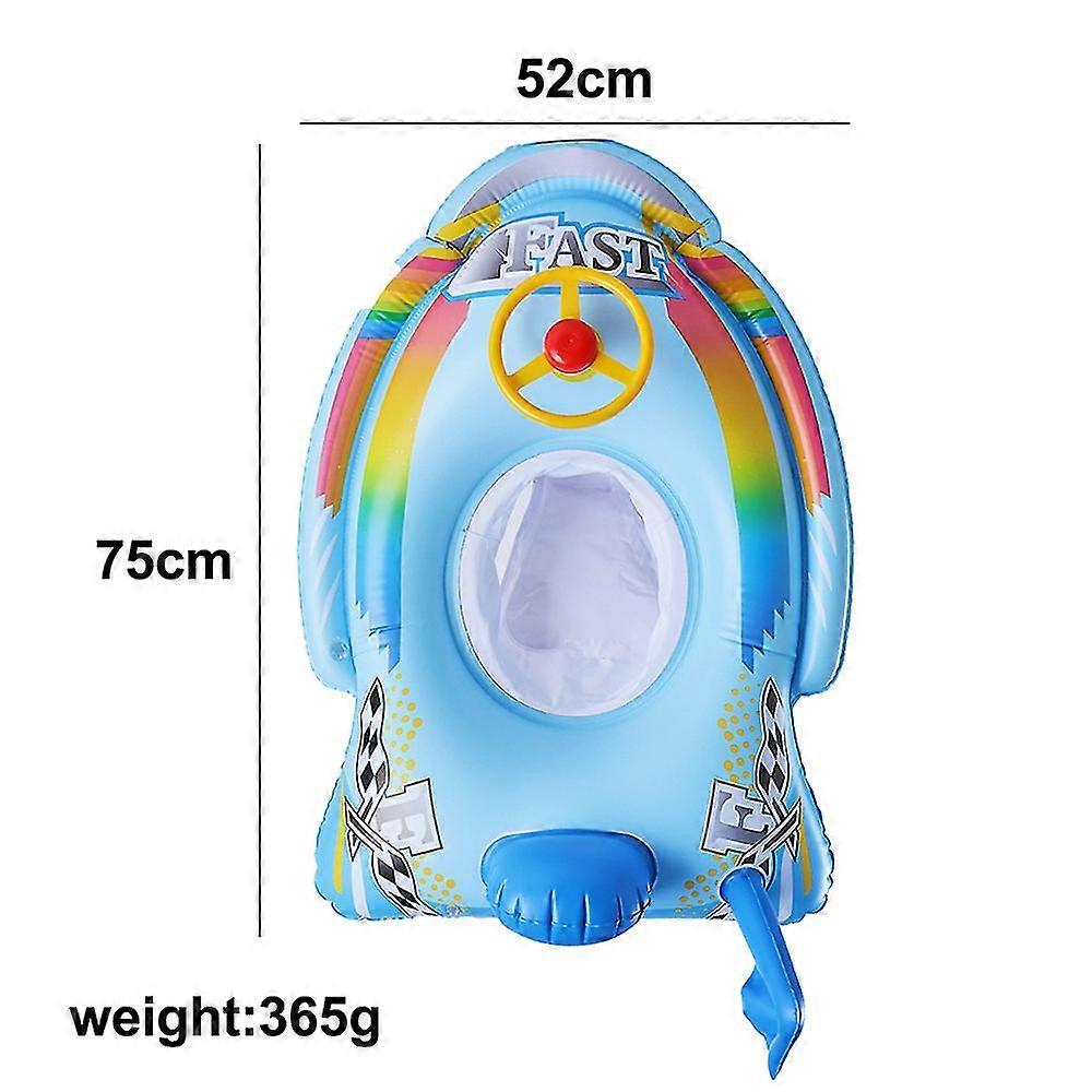 Rocket shaped swimming pool float inflatable swim ring with steering ...