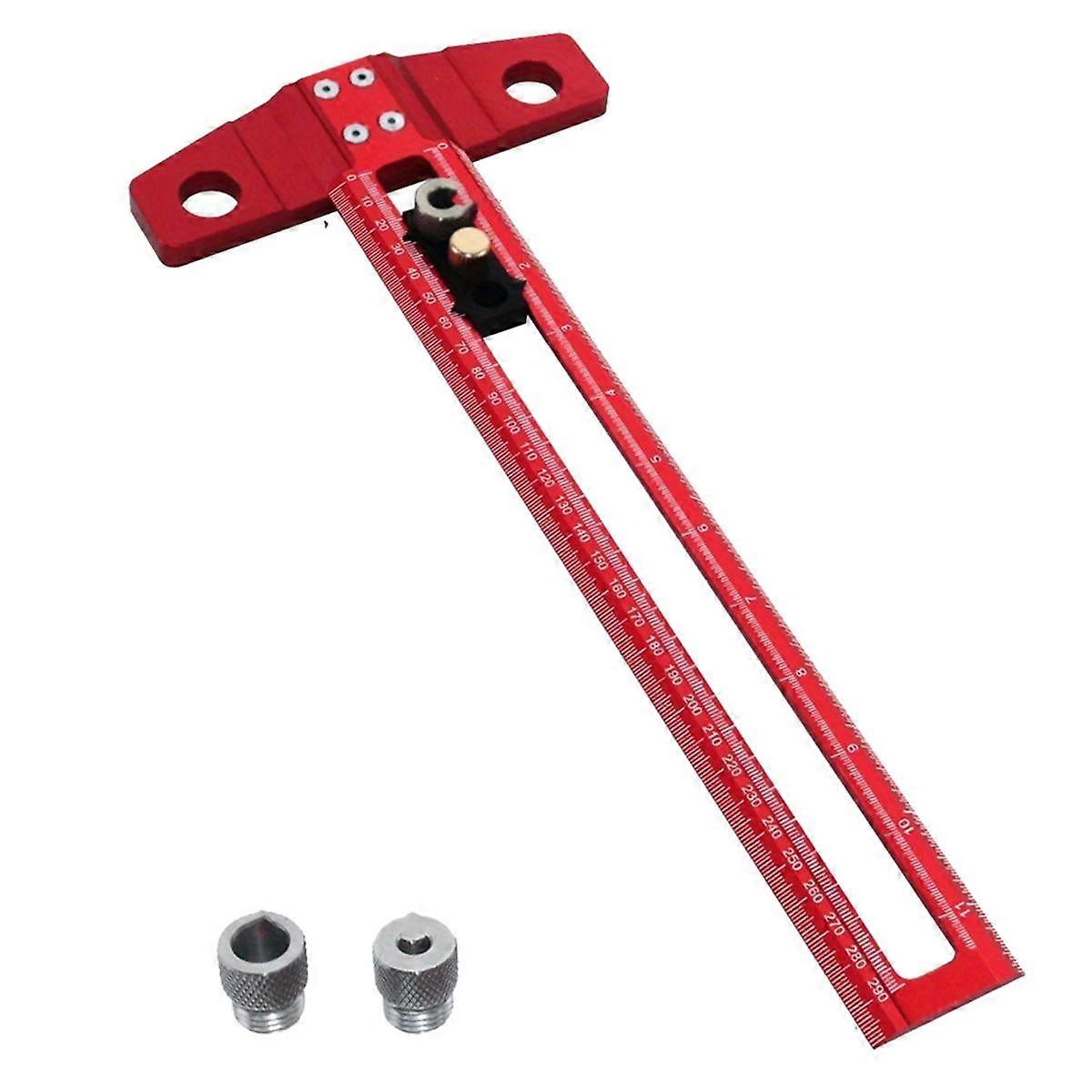 Woodworking 2-In-1 Drilling Positioning Scoring Ruler Scriber T Square ...