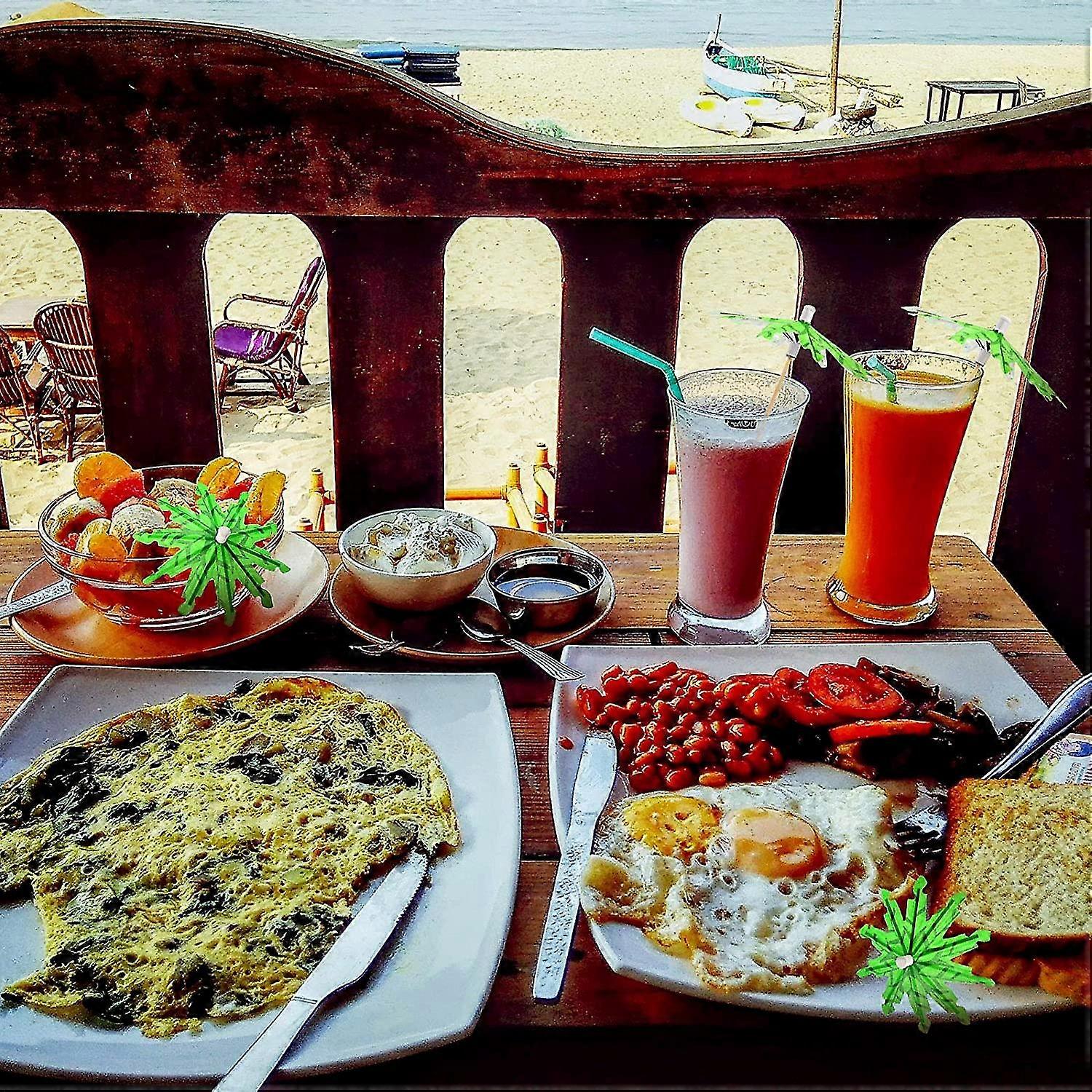 40 Pieces Green Tropical Coconut Palm Tree Toothpicks Paper Umbrellas ...