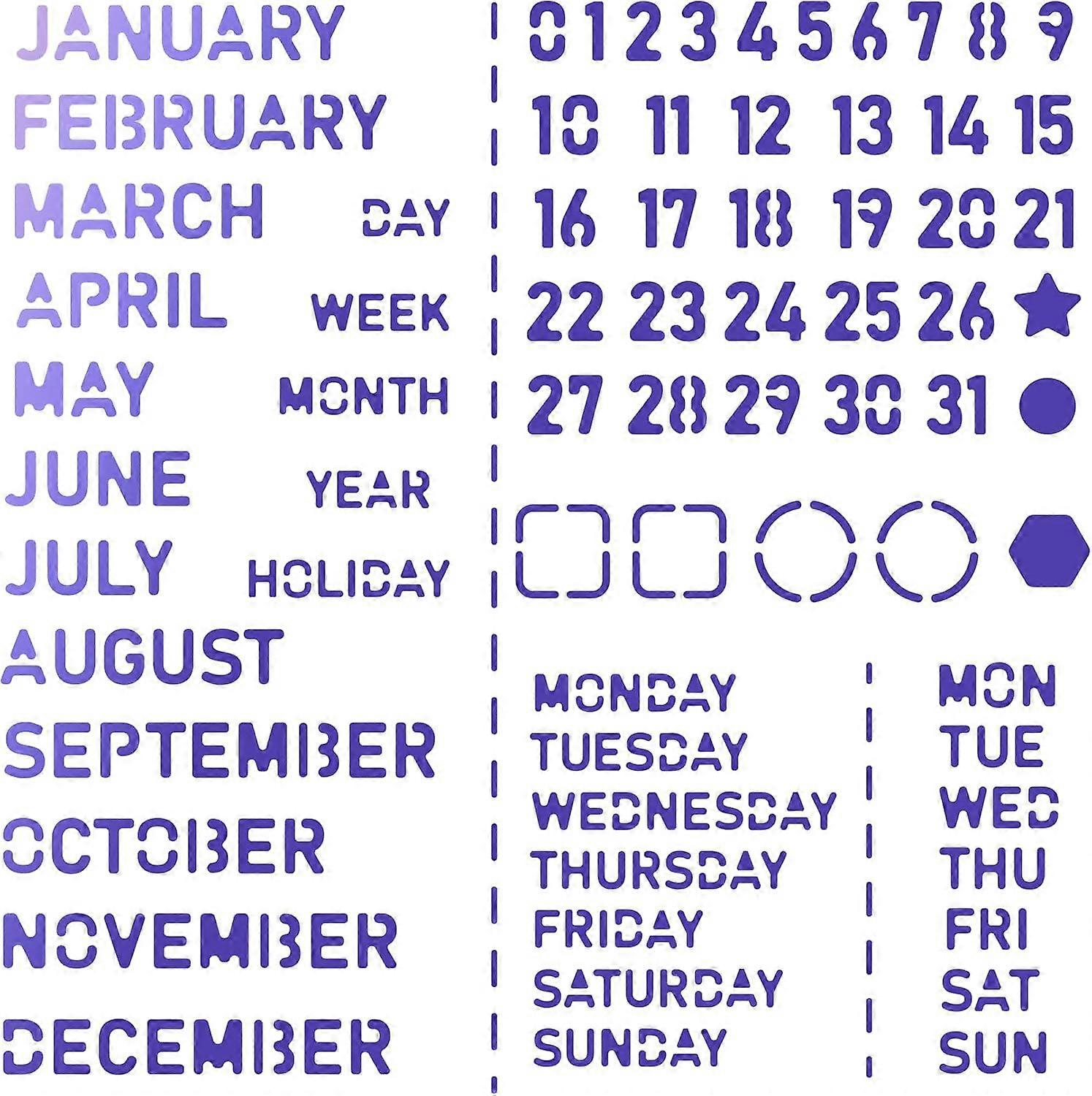 Month Metal Journal Stencil Calendar Stainless Steel Stencil Template ...