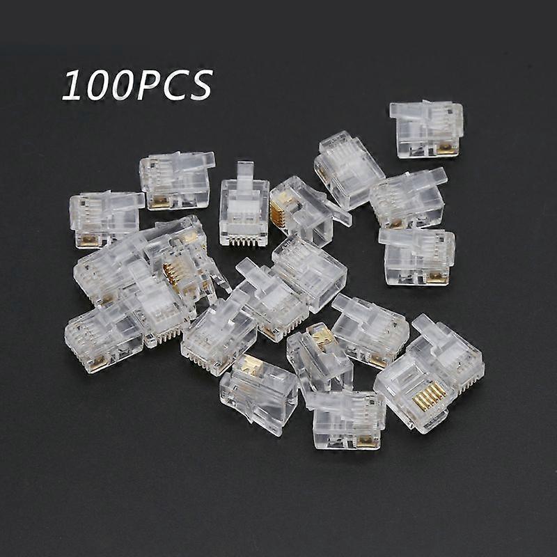 100pcs RJ12 6P6C Modular Cable Head Telephone Connectors Crystal Plugs | Fruugo UK