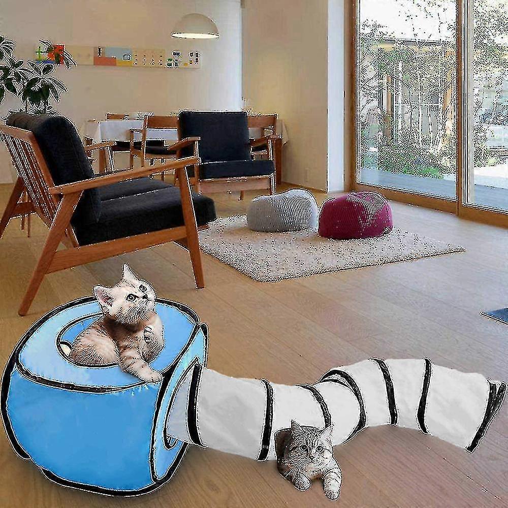 Cat Toy Tunnel And Cubes Bundle Interactive Crinkle Collapsible Tube ...