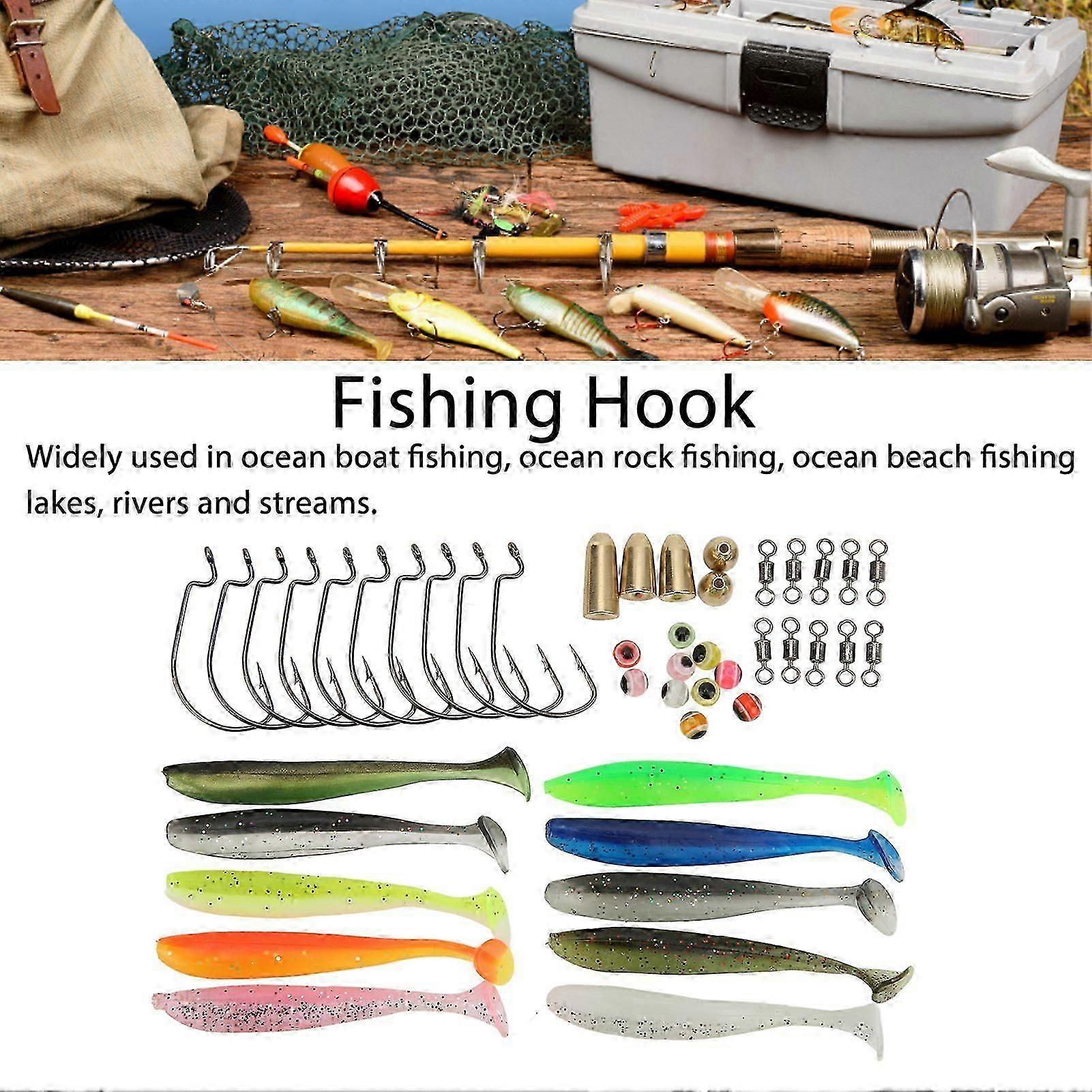 45pcs Fishing Hooks Tackle Kit Fishing Accessories Set with Tackle Box ...