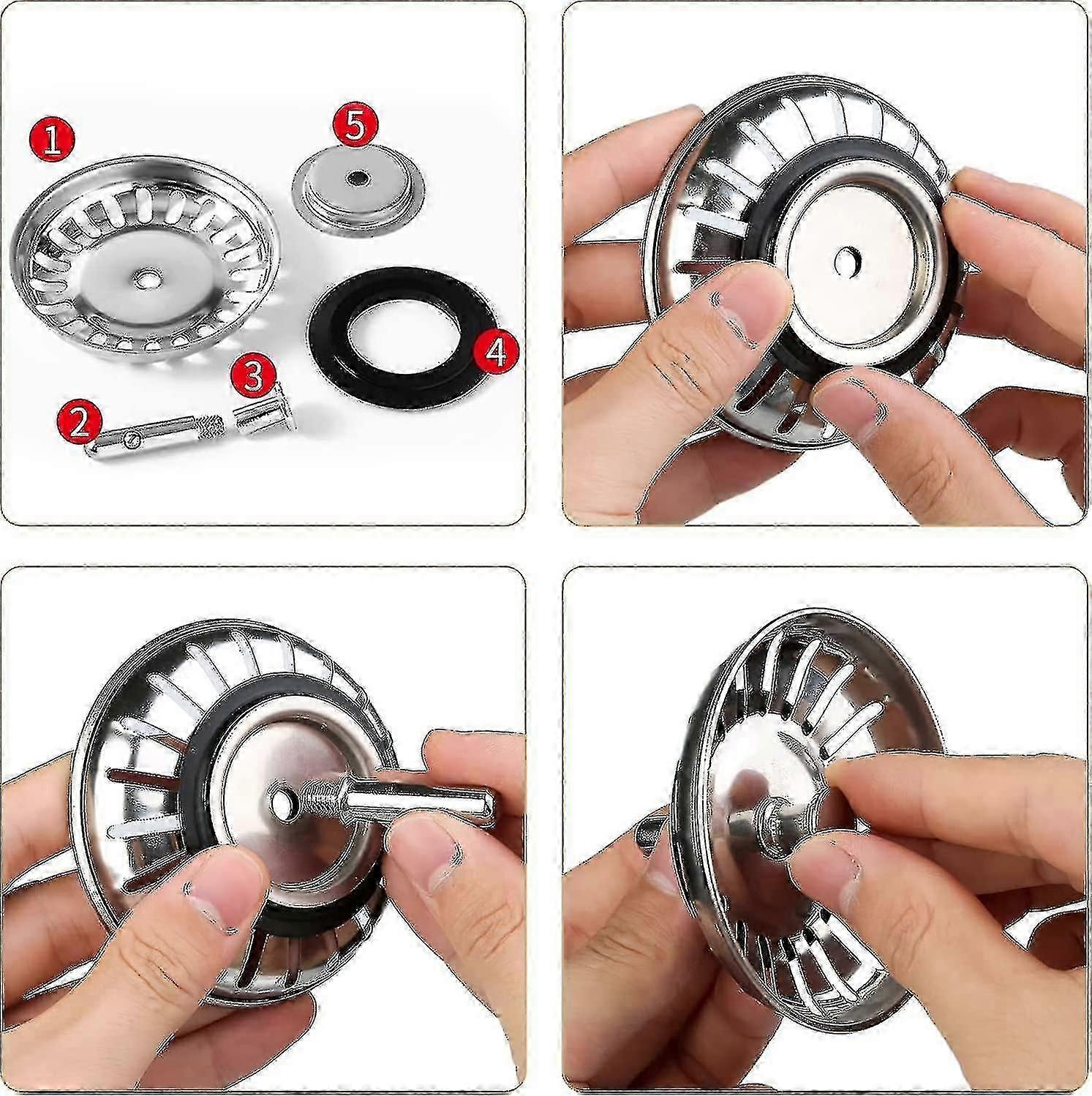 2-pack Kitchen Sink Strainer Plug, Stainless Steel Sink Drainer Waste ...