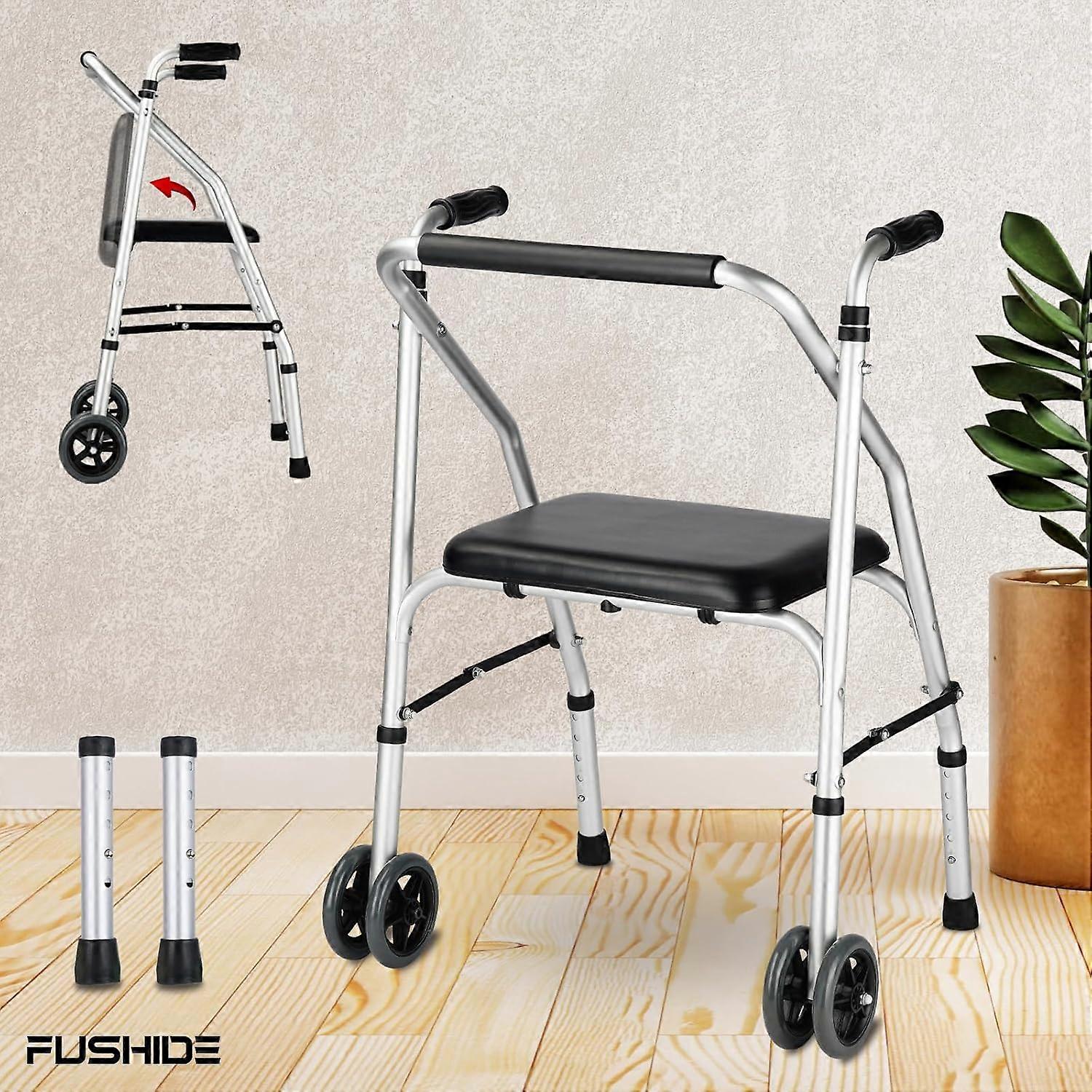 Standard Walker Aluminum Folding Walker with Support Seat Adjustable ...