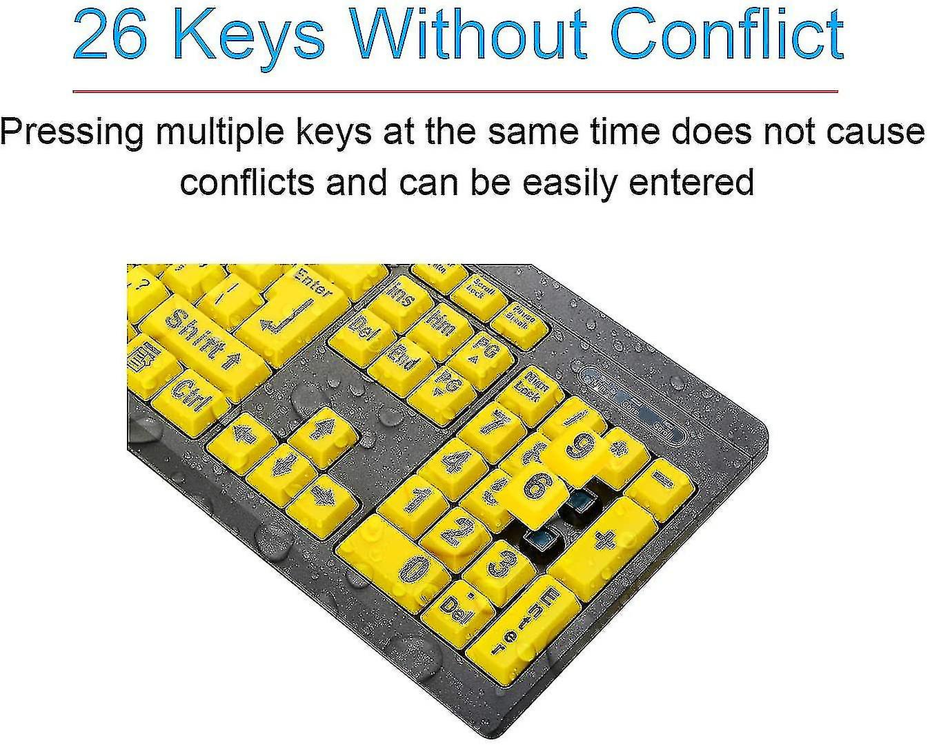 Large Print Computer Keyboard, Wired Usb High Contrast Keyboard With ...