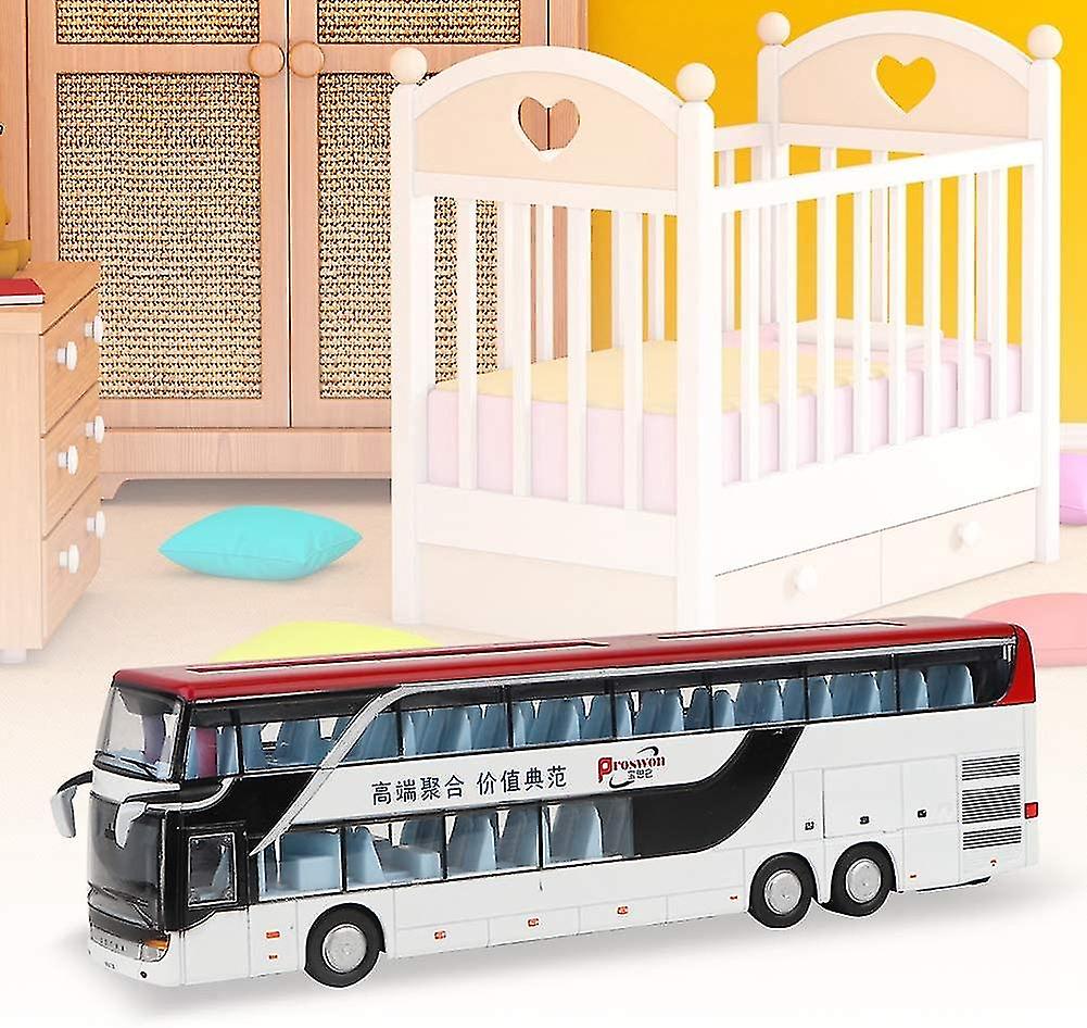 Children's Mini Double Decker Bus Model Toy With Light And Music (white ...