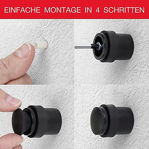 Floor Door Stopper, Matte Black Metal Door Stopper Screw On - Set of 2 ...