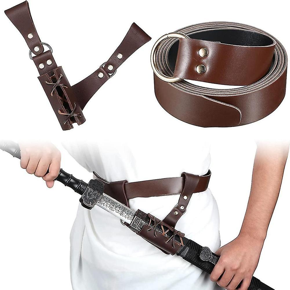 Medieval Sword With Belt,sword Holder Belt Rapier Scabbard Leather Belt For Men Women Warrior ...