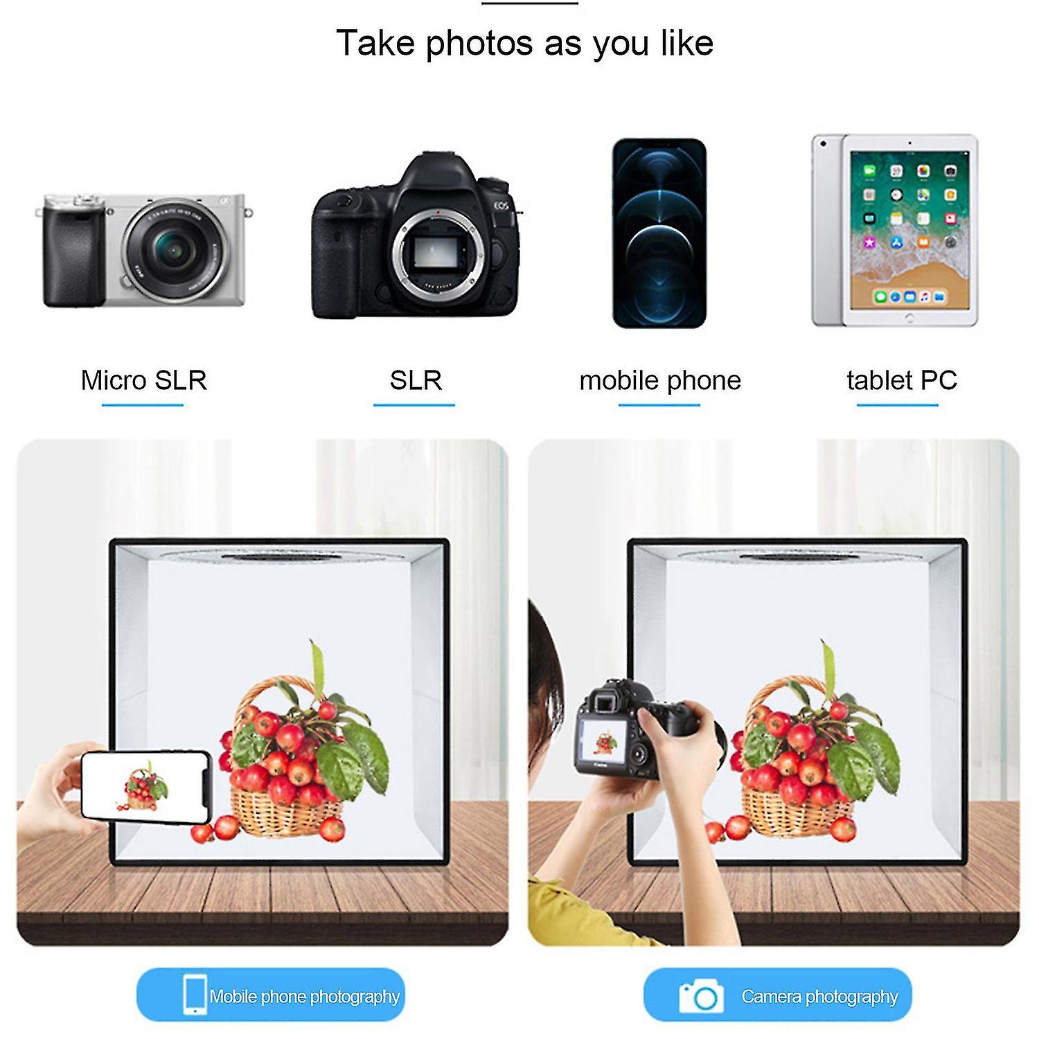 Folding Photo Studio Ring Lamp Portable Shooting Tents 25cm Light Box ...