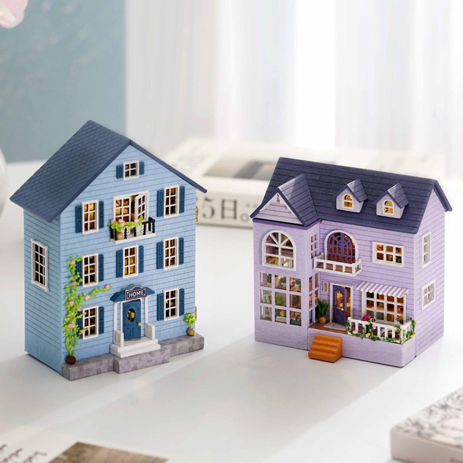 1 Set DIY House Model with Warm Lighting European Style Happy Hut ...