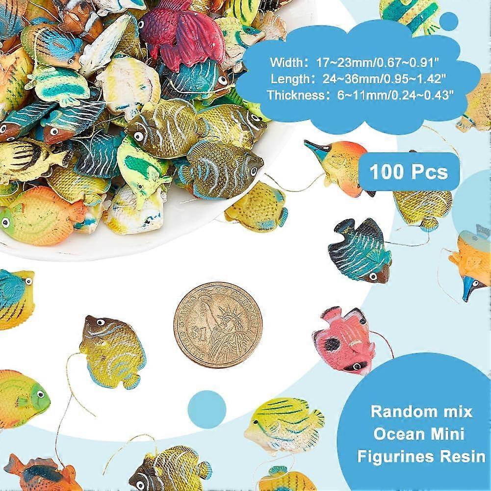 100Pcs Plastic Fish Figurines Tropical Fish Figure Statue with Small ...