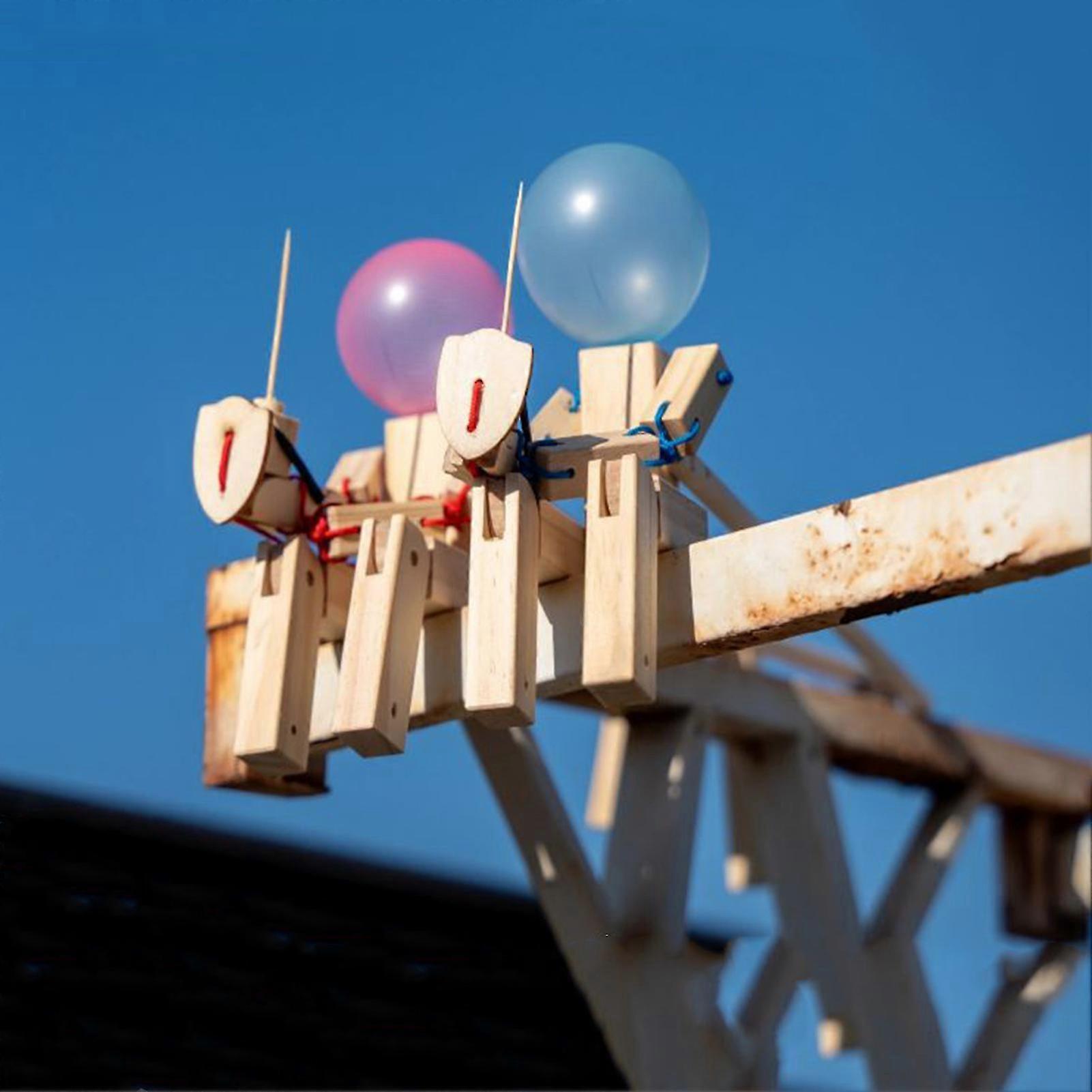 1 Set Bamboo Man Battle Toy with 100 Balloons Rope Controlled Wooden ...