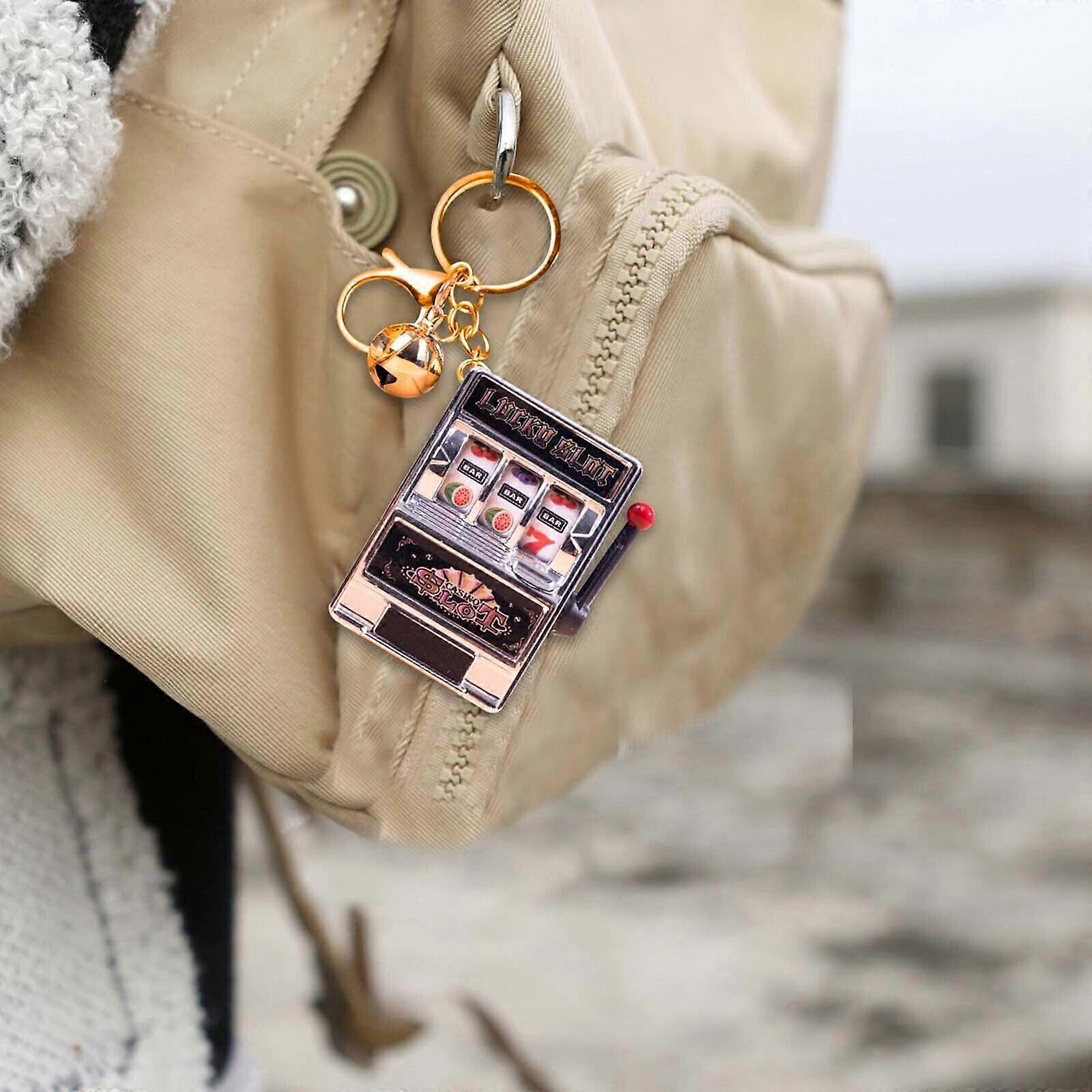 Mini Cute Toy Functional Slot Machine Key Chain Fruit machine keychain ...