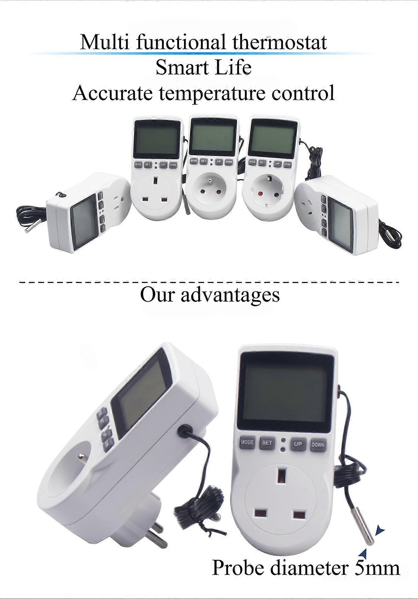 EU, FR, UK, US, AU plug digital timer switch with temperature controller programming socket plug ...