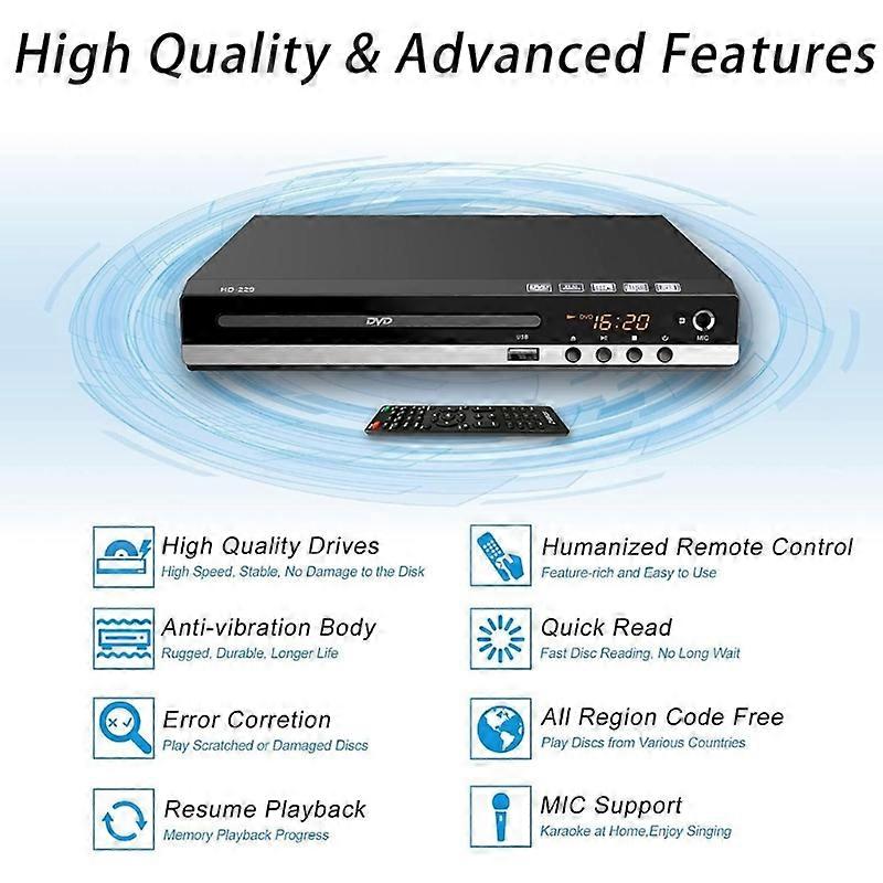 DVD Player for TV with AV-output Home SVCD Player All Region Free CD-RW ...