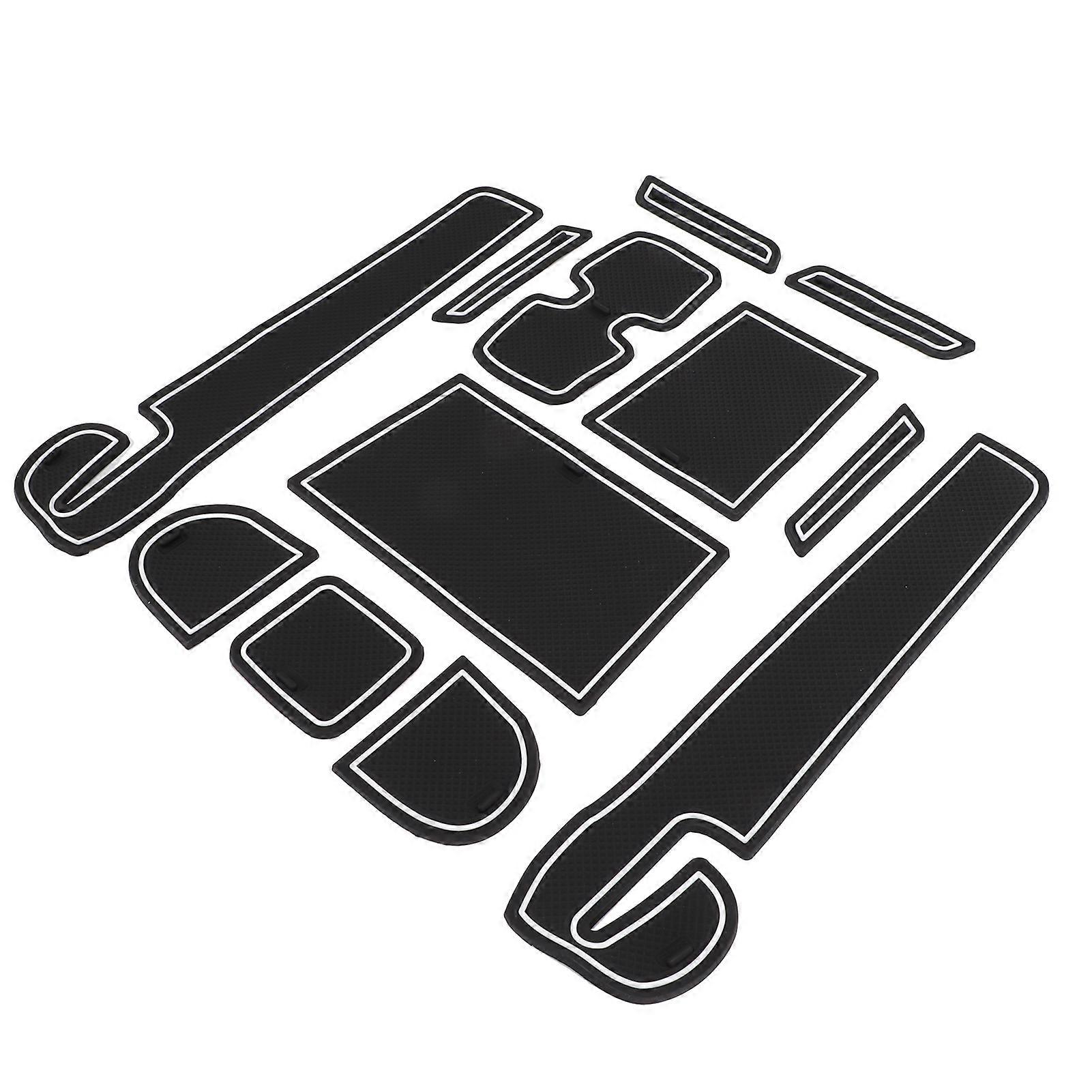 12PCS Front Console Liner Mats Set Black White Flexible Replacement for ...