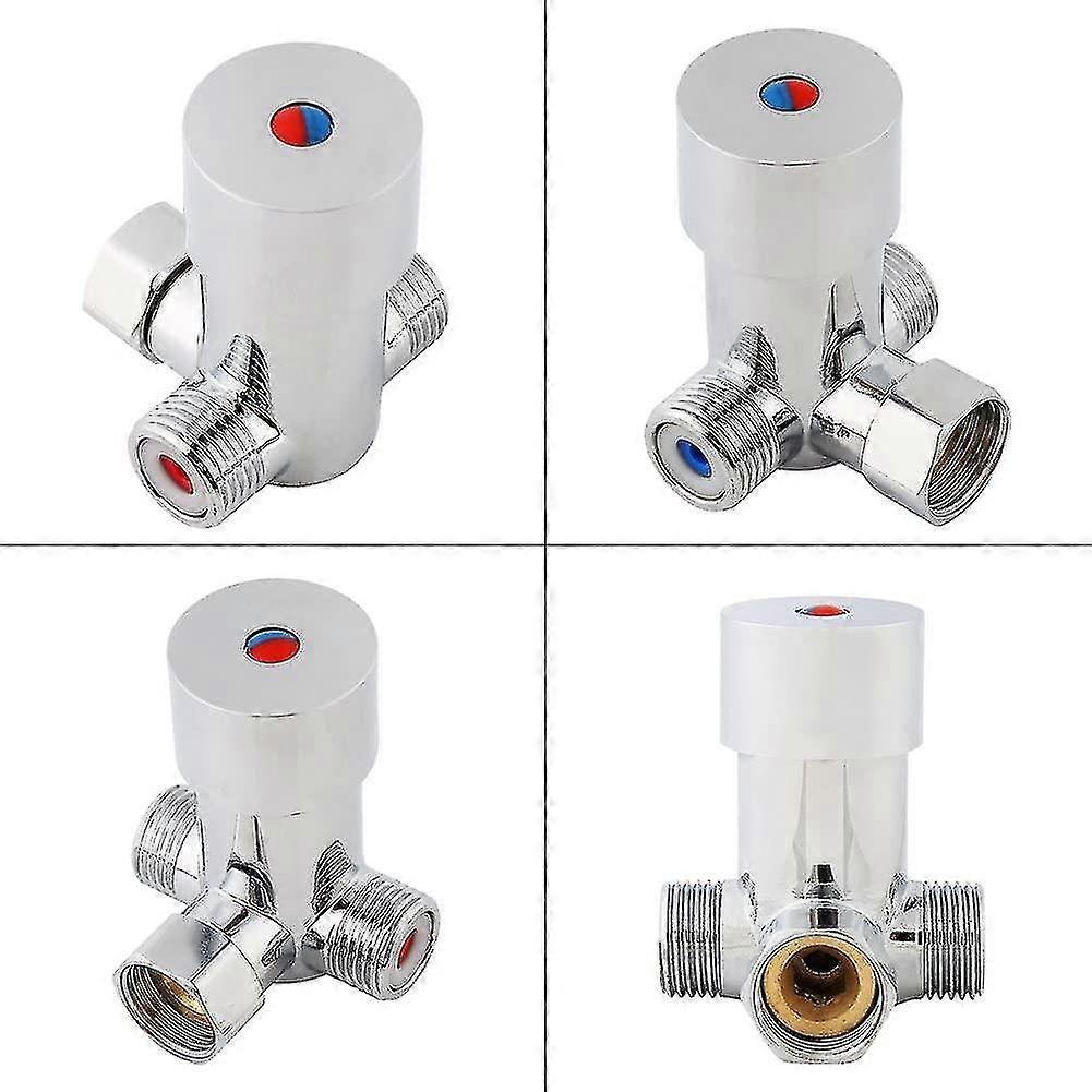 Thermostatic Mixing Valve, G1/2 Brass Hot Cold Water Thermostatic ...