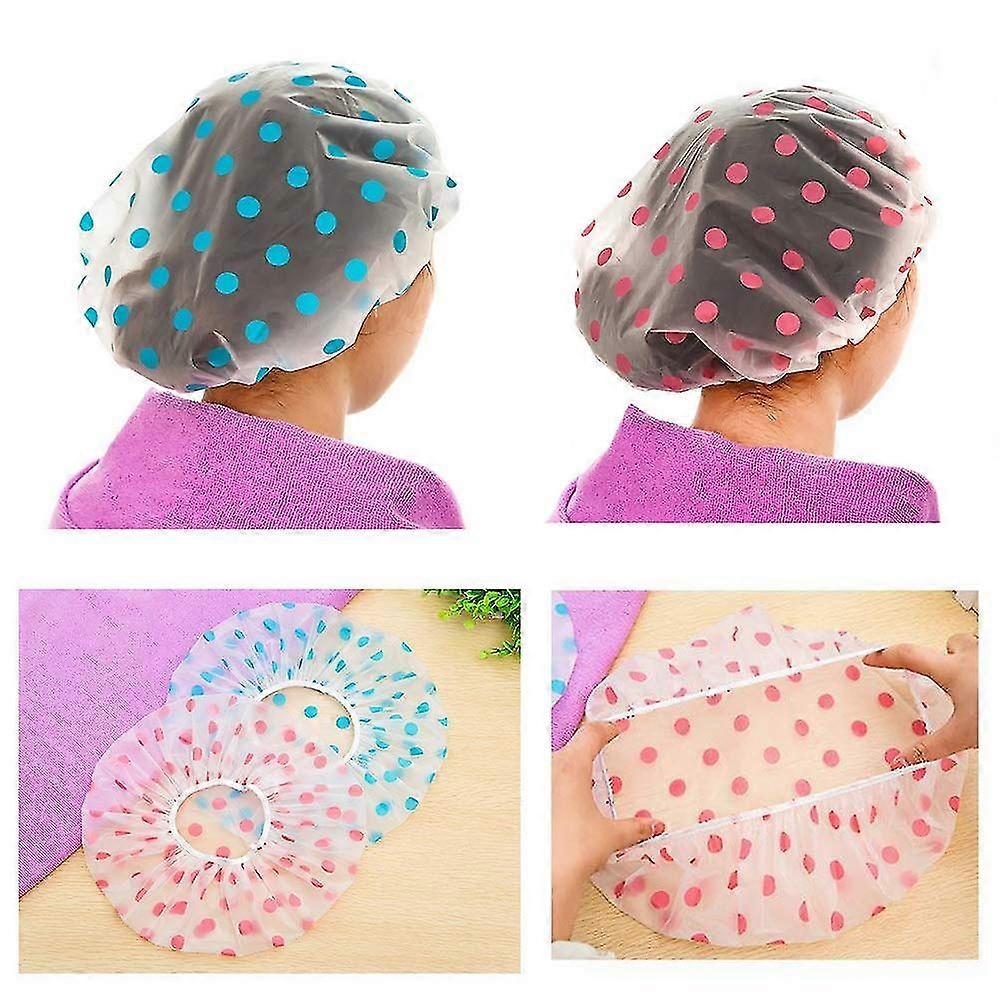 Shower Cap, 3 Pieces Waterproof Shower Caps Plastic Reusable Shower Cap ...
