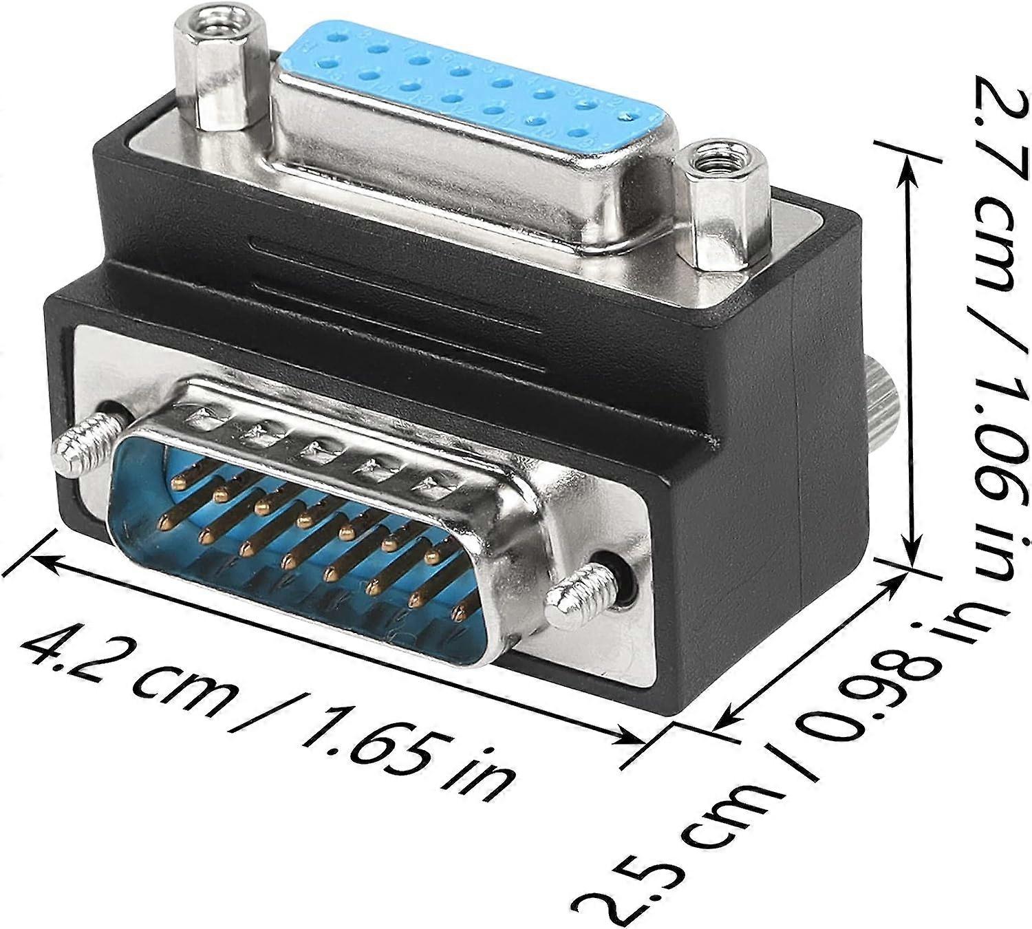 DB15 Pin Male to Female 90 Degree Converter Extension Adapter D-Sub 15 ...
